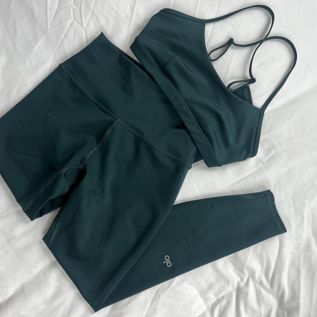 ALO GREEN MATCHING SET! Bottoms M and top S! Worn... - Depop