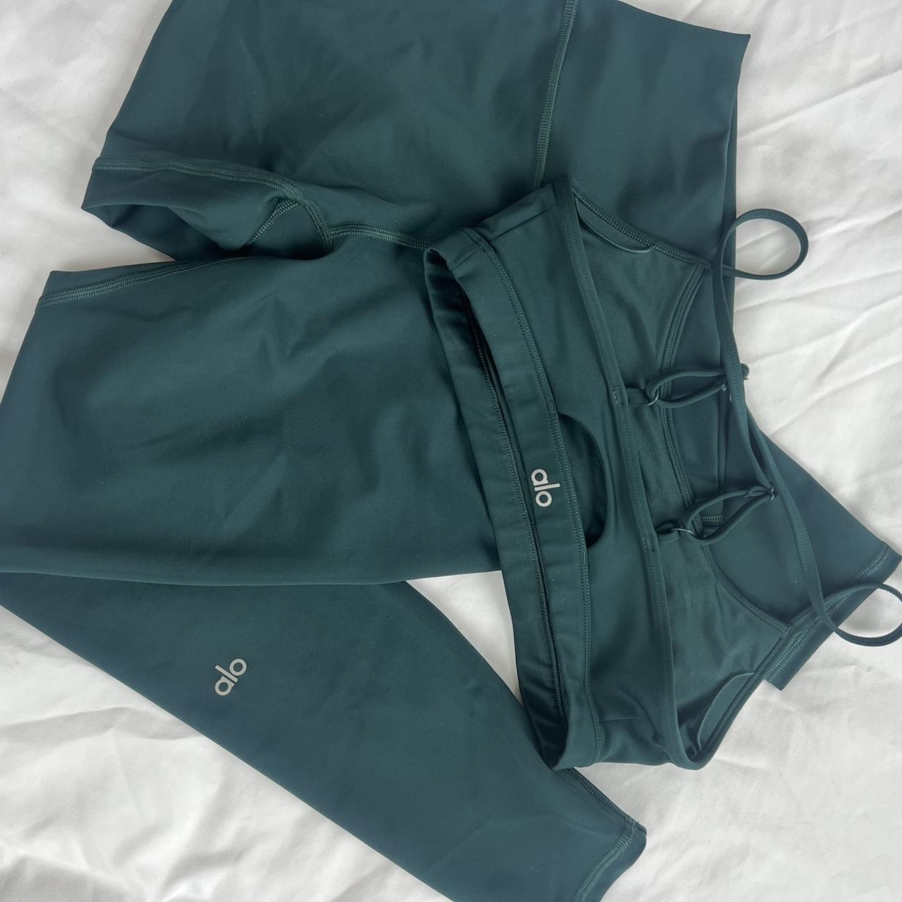 ALO GREEN MATCHING SET! Bottoms M and top S! Worn... - Depop