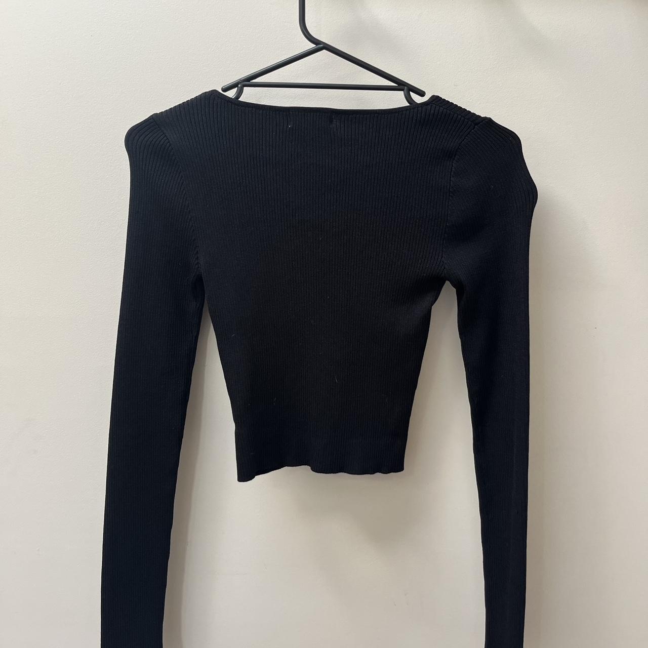Glassons black long sleeve crop top -size... - Depop