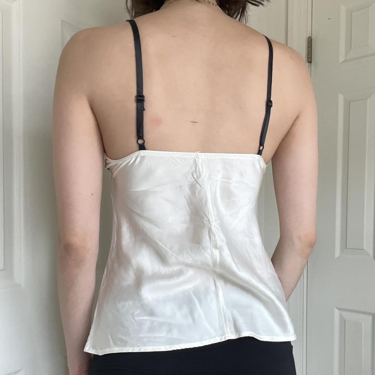 lala rose white slip top with black lace. in a cream... - Depop