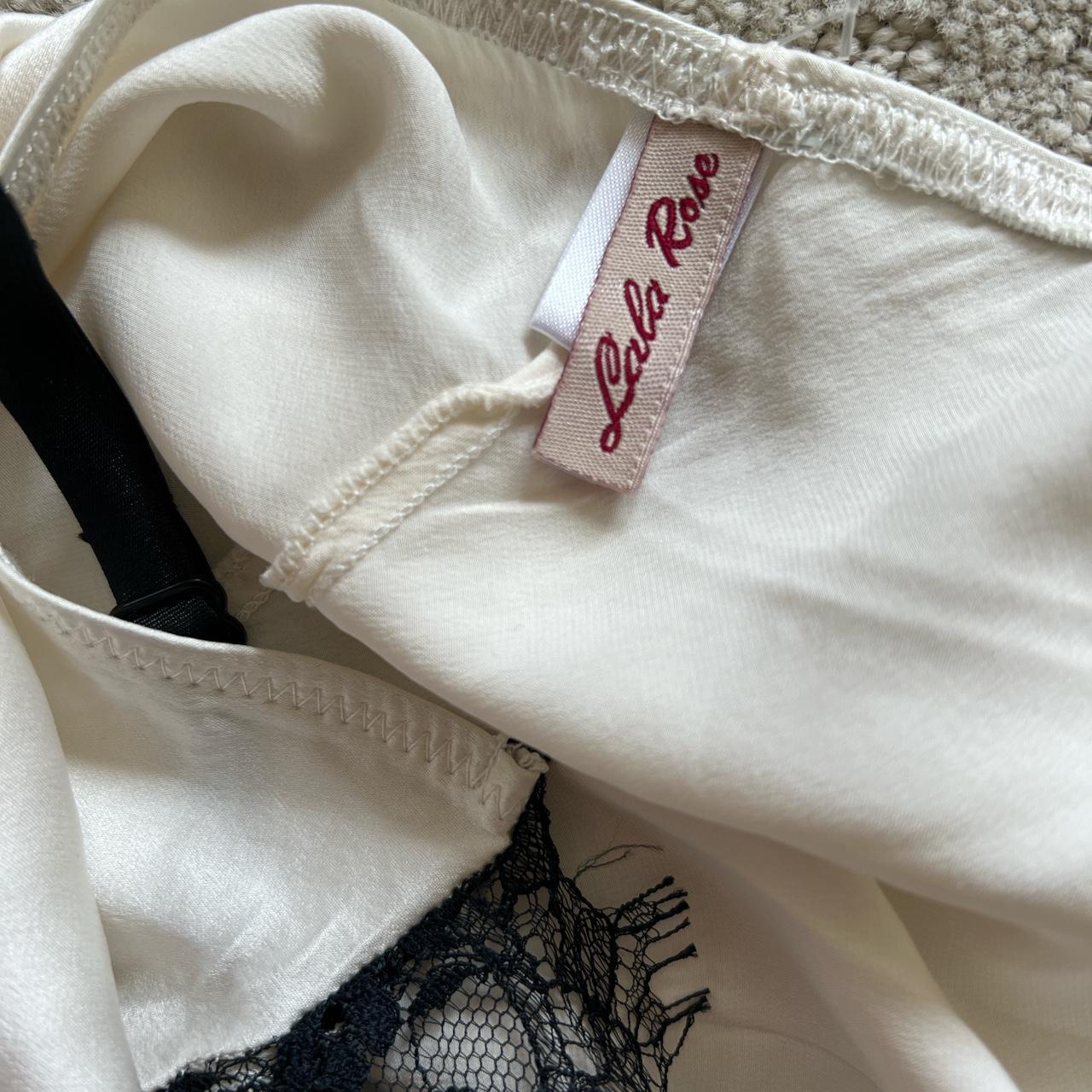 lala rose white slip top with black lace. in a cream... - Depop