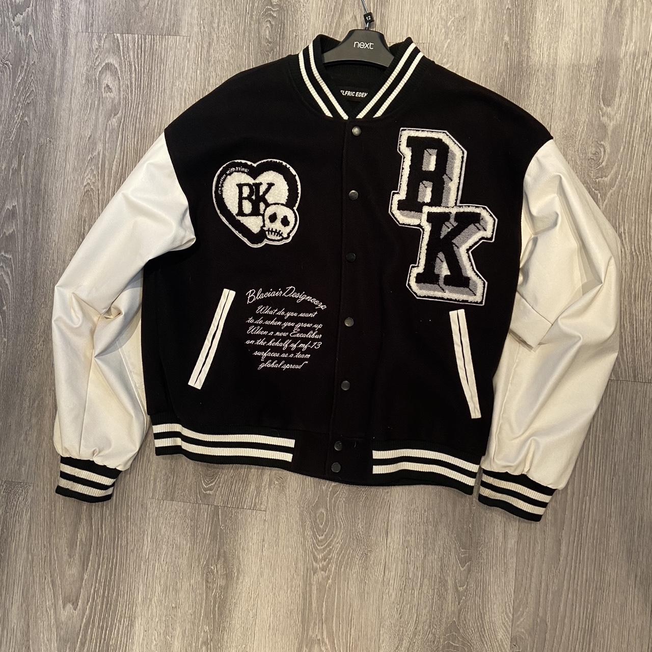 Aelfric Eden Varsity Jacket in Black and White Size... - Depop