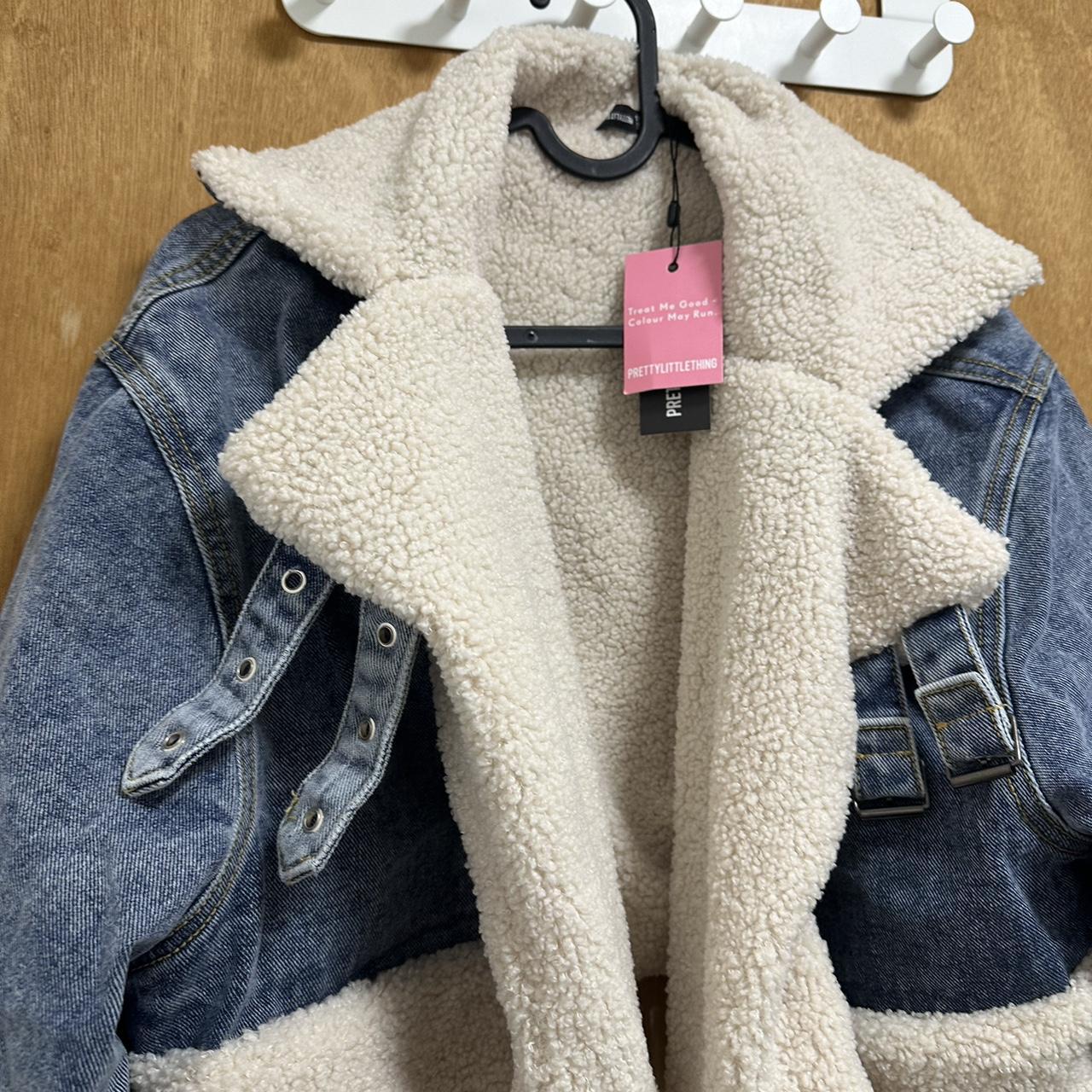 PLT brand new vintage wash cropped denim Borg... - Depop