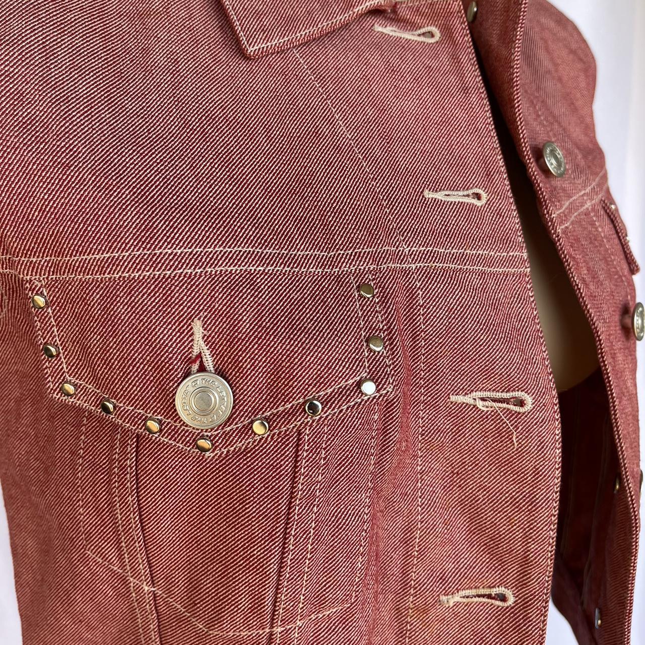 VINTAGE RED CROP STUD DENIM VEST Studded detail,... - Depop