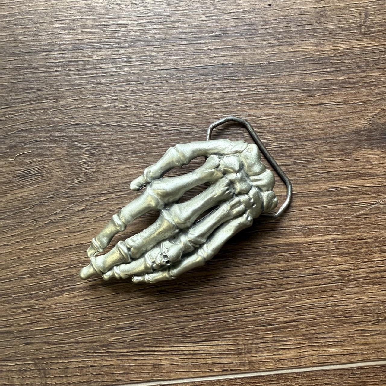 Silver skeleton hand belt buckle #goth #grunge... | Depop
