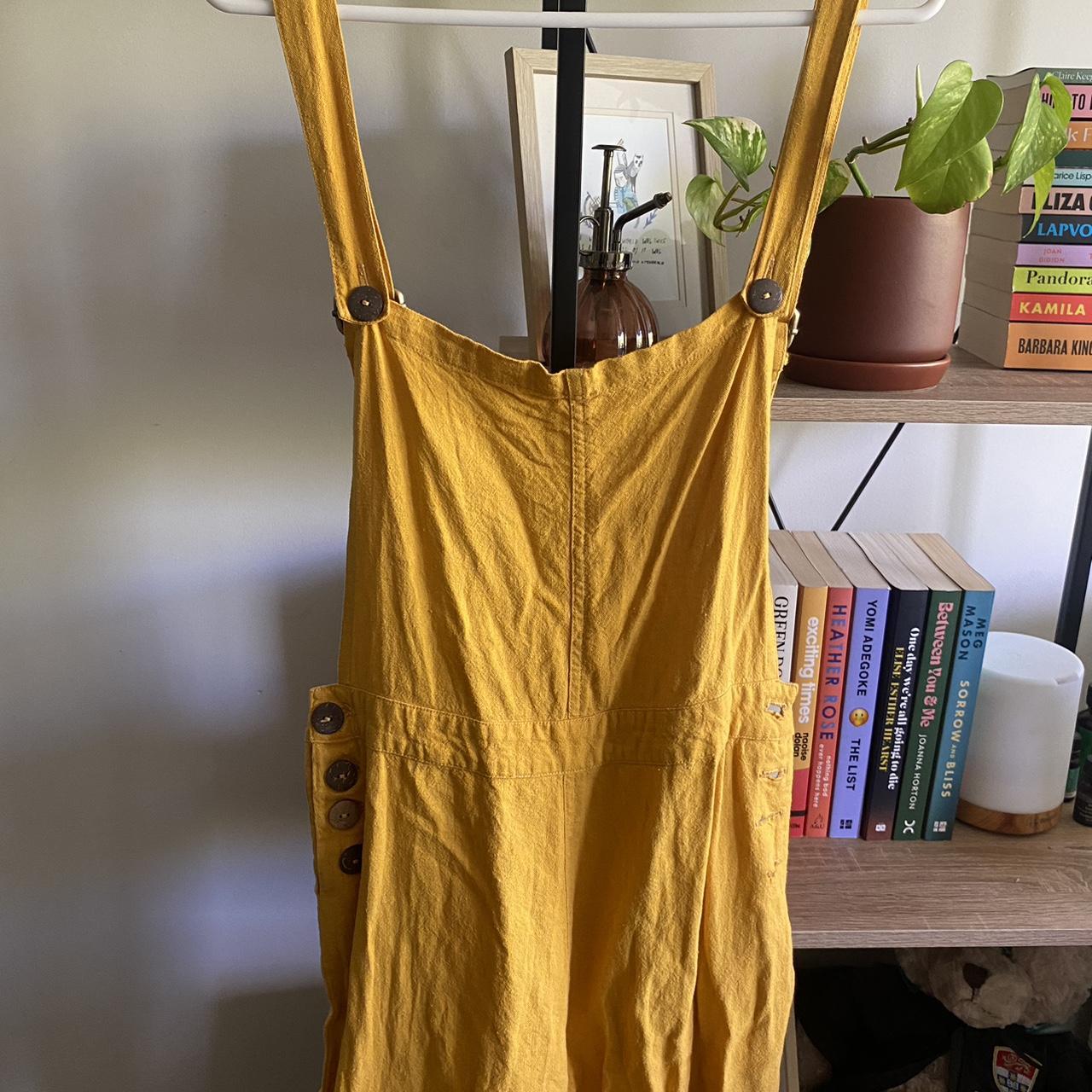 Lula warm yellow full length overalls Linen... - Depop
