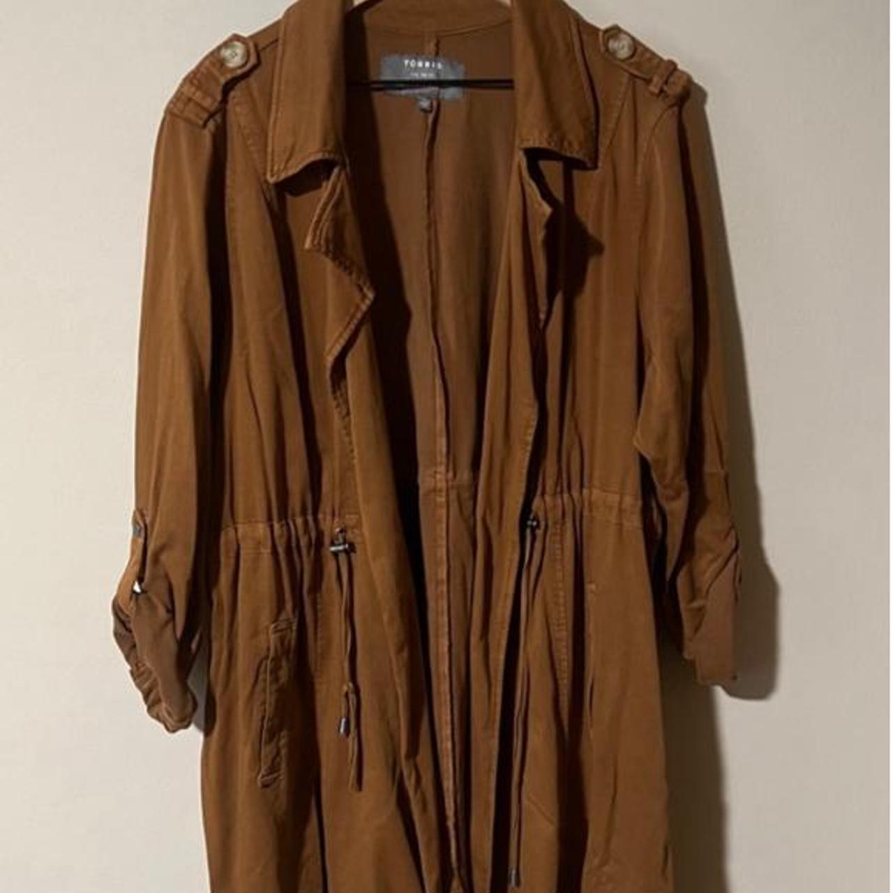 Twill Drape Front Trench Coat Preloved | 68%... - Depop