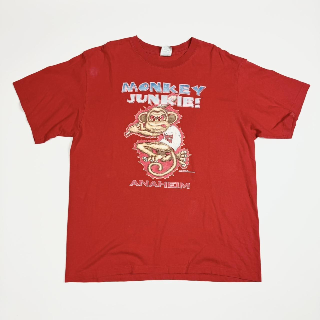 2002 “money junkie” angels baseball tee on a... - Depop