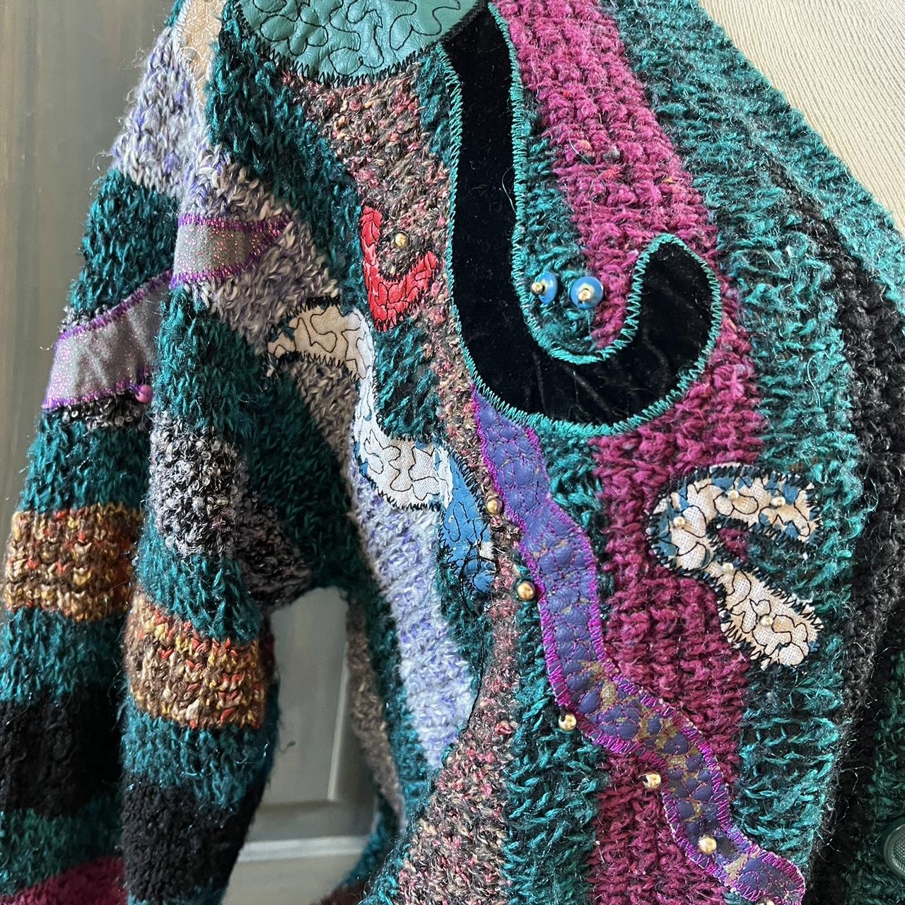 Coogi inspired vintage 90s cardigan. Multi colored... - Depop