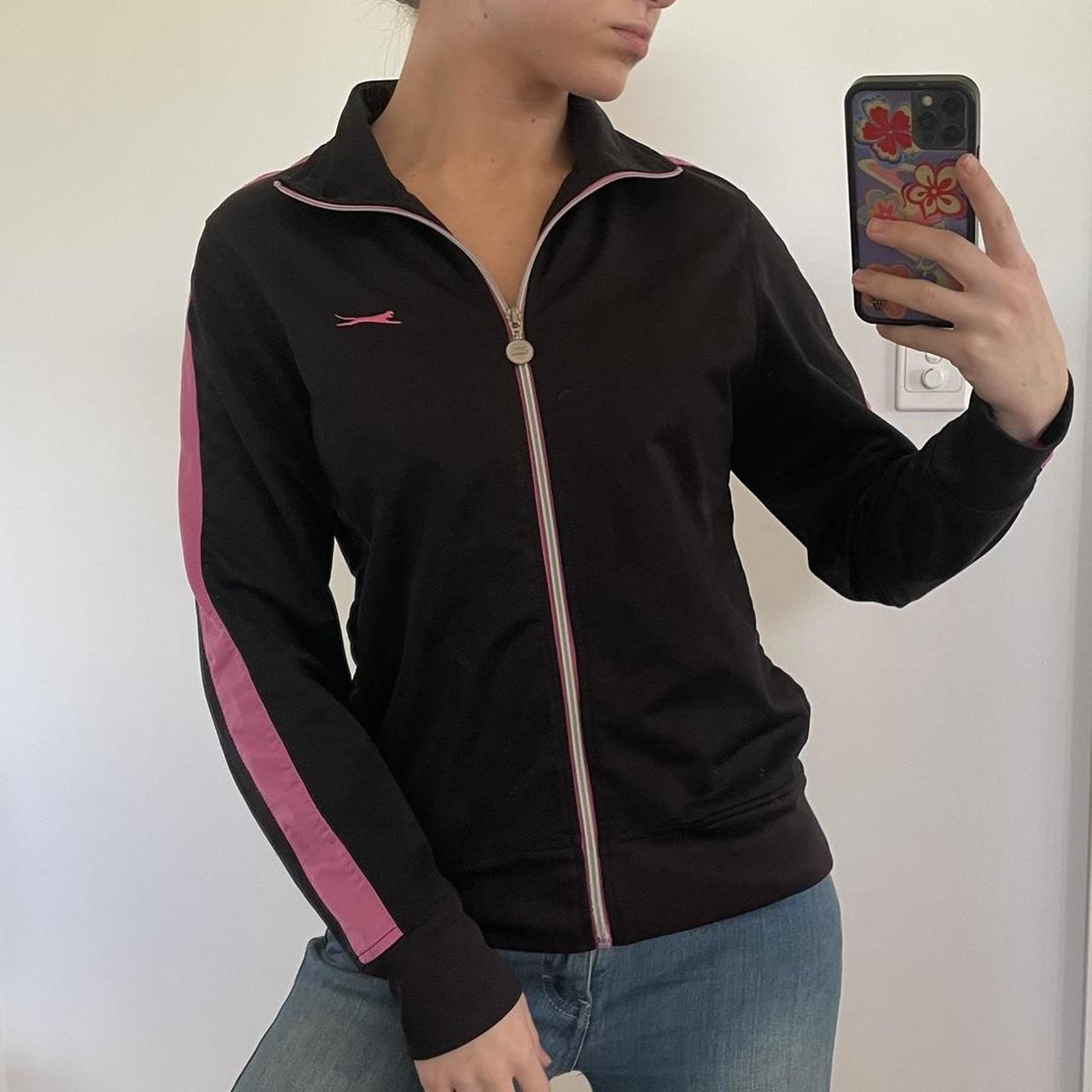 slazenger activewear jacket. super cute pink stripe... - Depop
