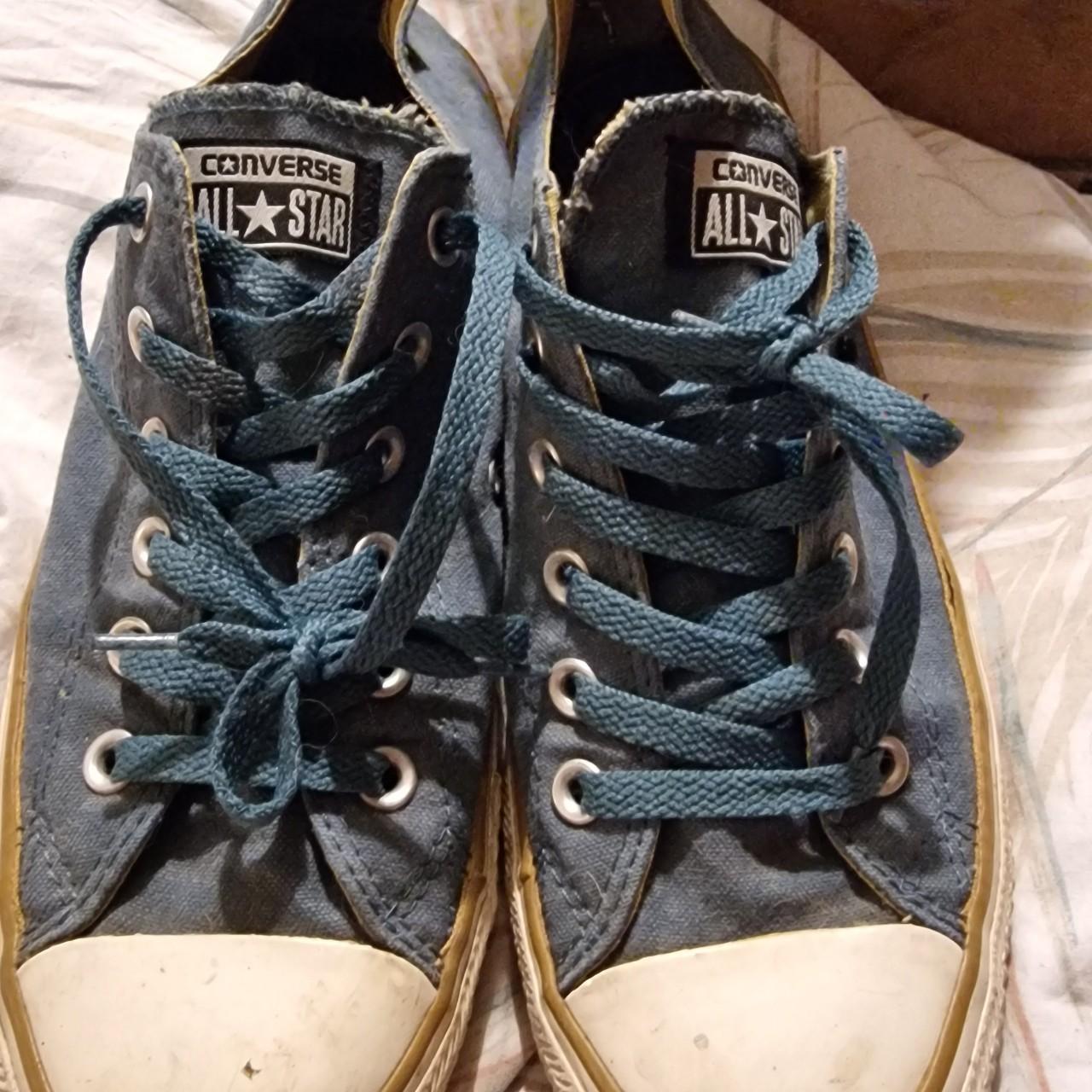 Green and gold converse UK 7 Has typical wear... - Depop
