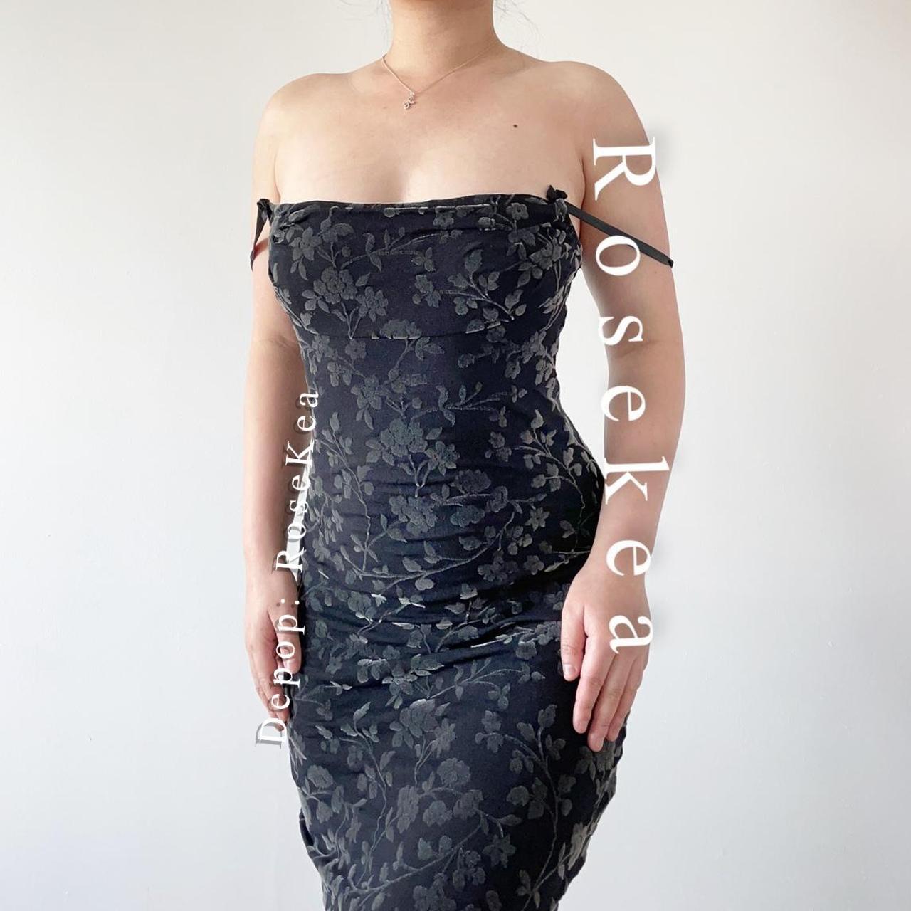 black kookai maxi dress Floral thick mesh bodycon... - Depop