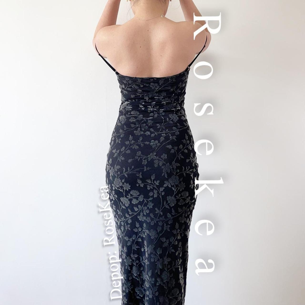 black kookai maxi dress Floral thick mesh bodycon... - Depop