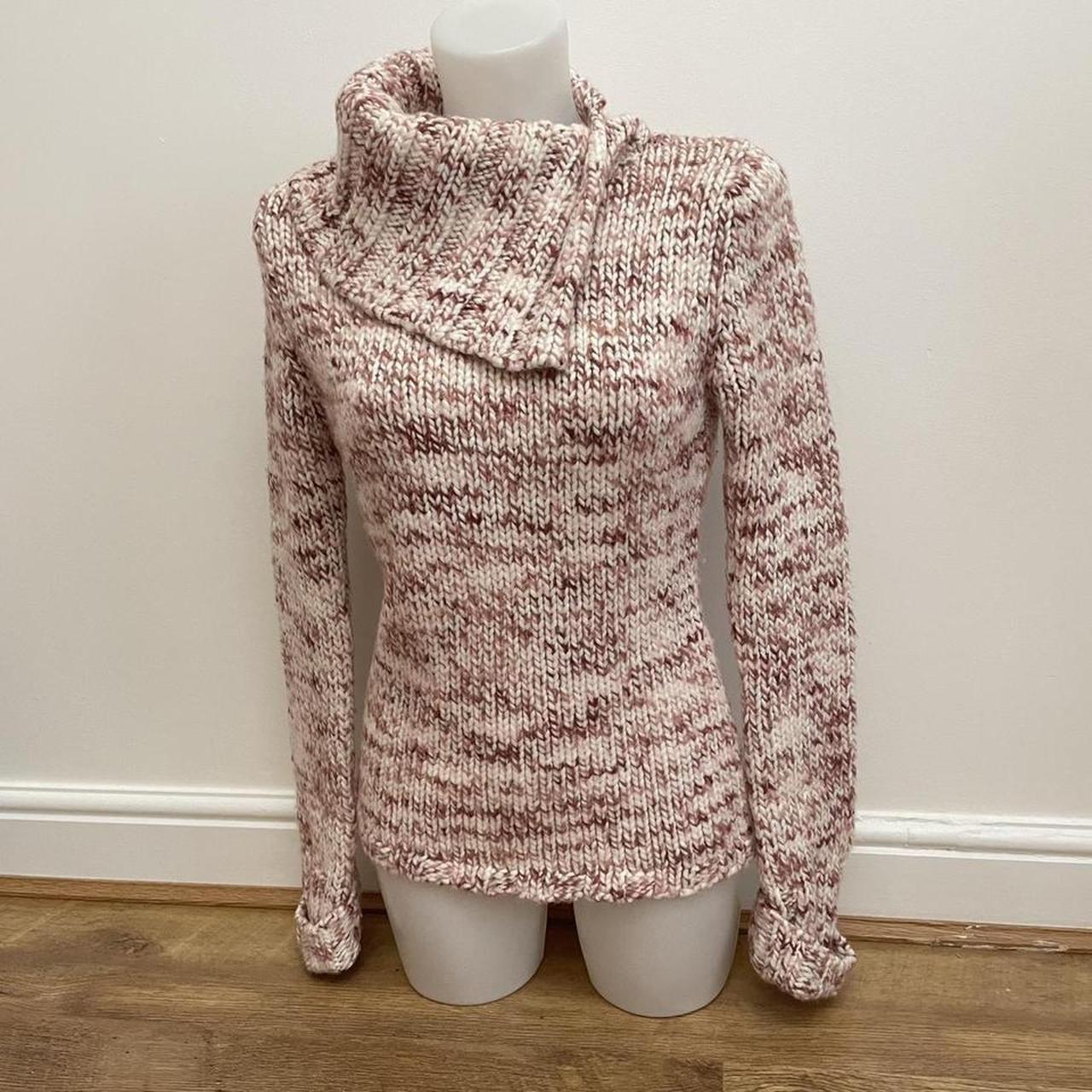 Y2K Chunky knitted jumper Mix of pink and white... - Depop