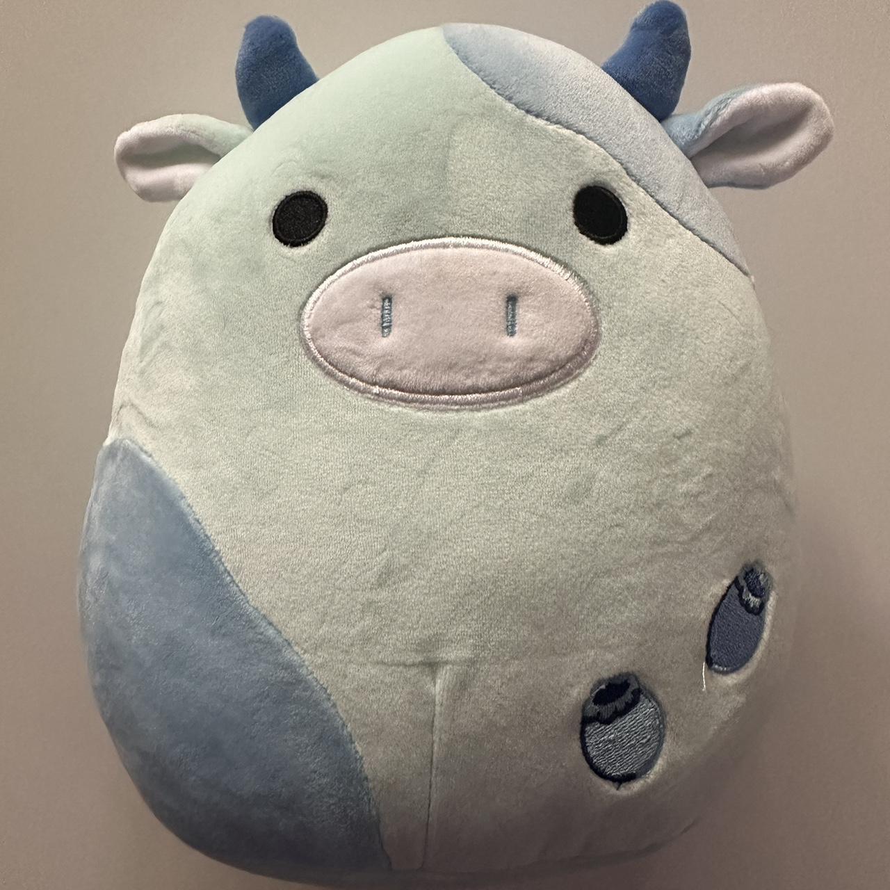 Light blue squishmallow blueberry patterned cow - Depop
