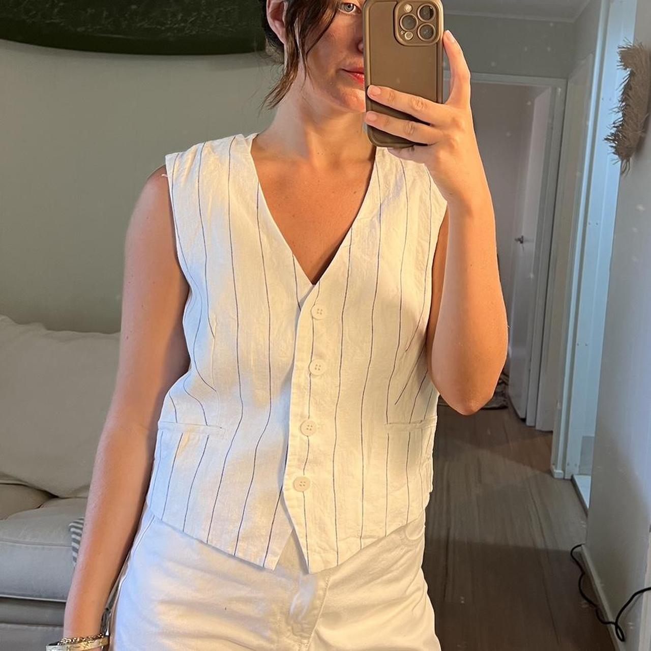 Glassons stripe European linen waistcoat Worn... - Depop