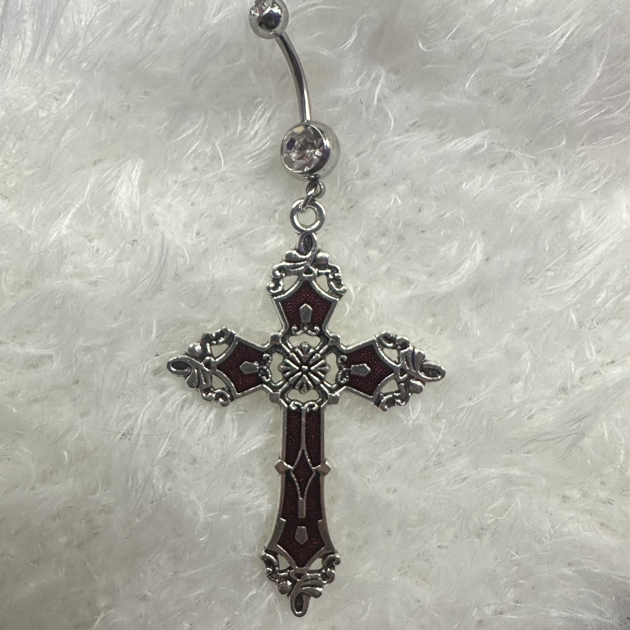 Gothic cross belly button ring Handmade by me!... - Depop