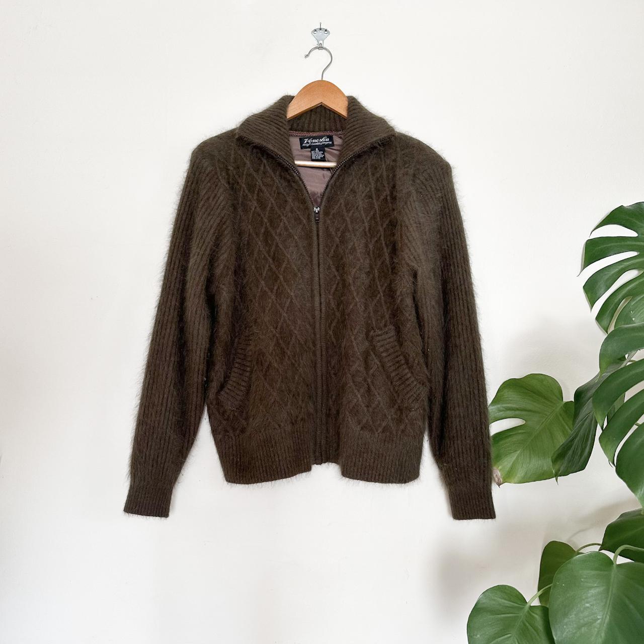 Vintage Fuzzy Angora Fur Zip Up Stunning 80s era... - Depop