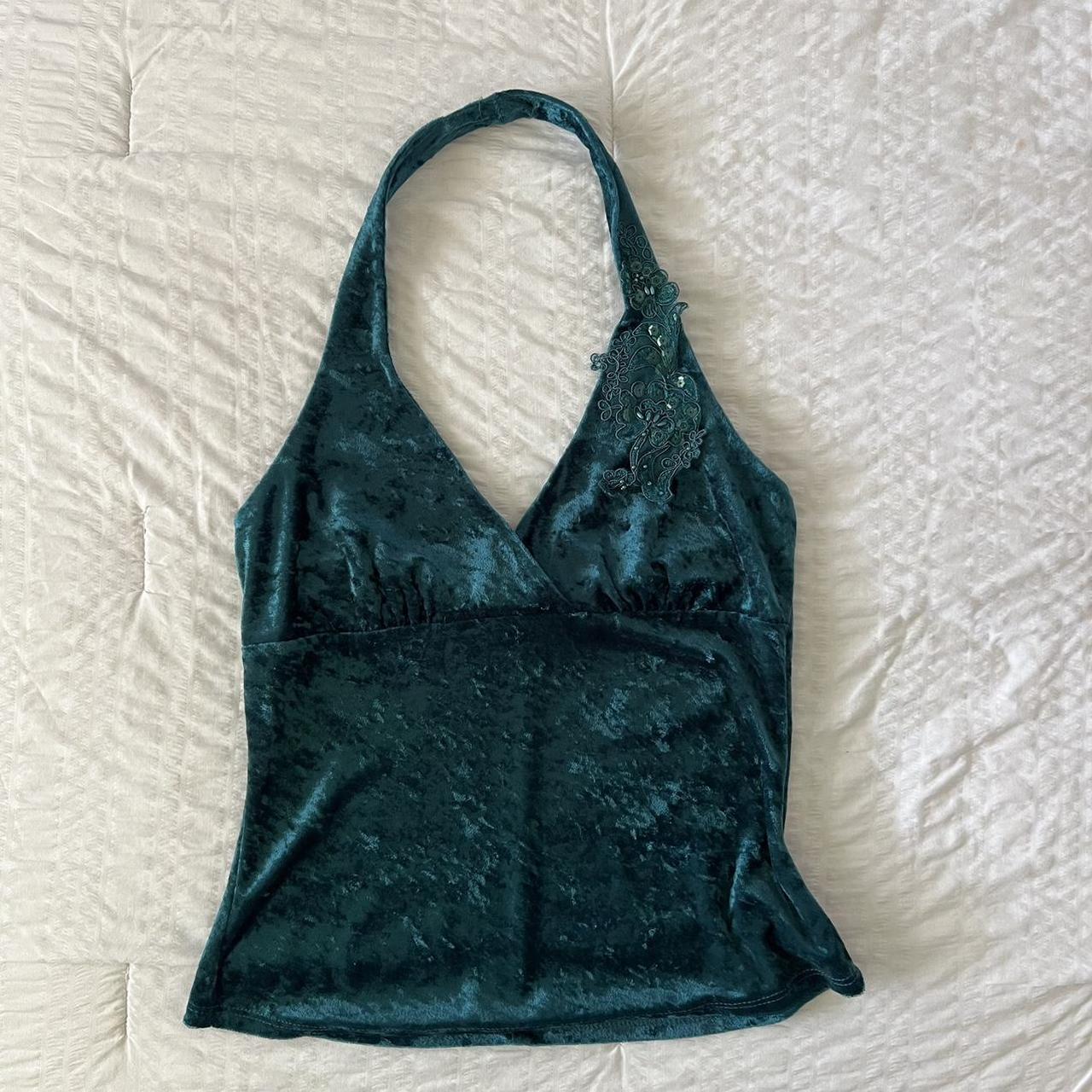 🍀Velvet beaded halter top🍀 - brand: Copper Key -... - Depop