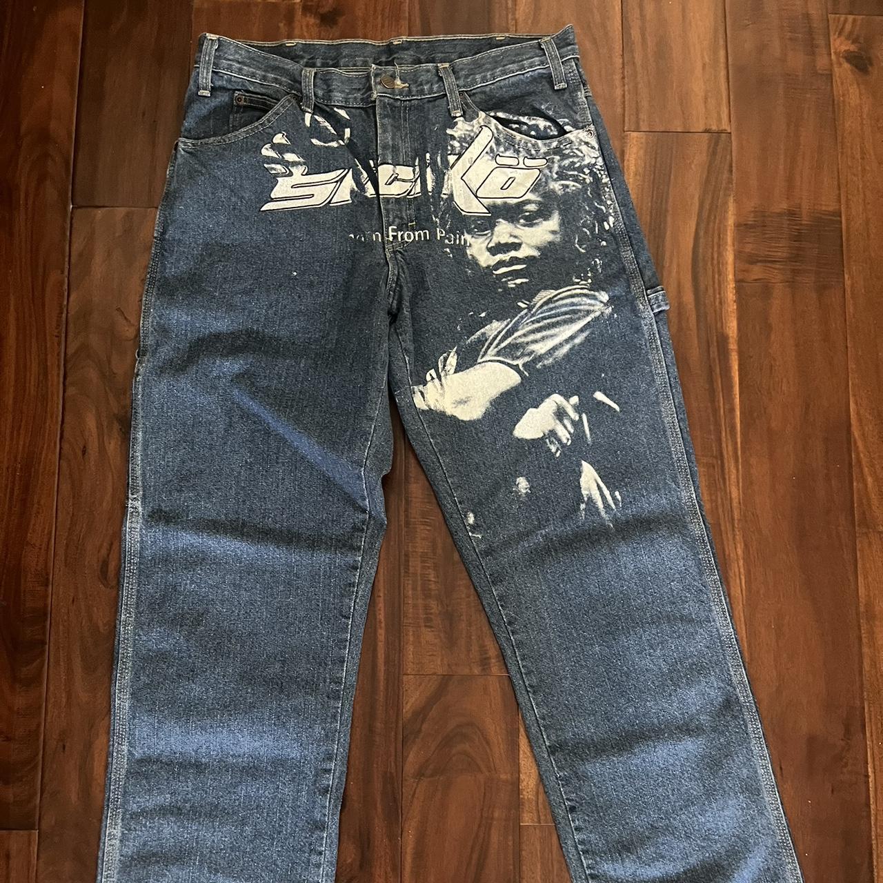 Sicko Born from Pain Jeans 1 of 1 9/10 condition... - Depop