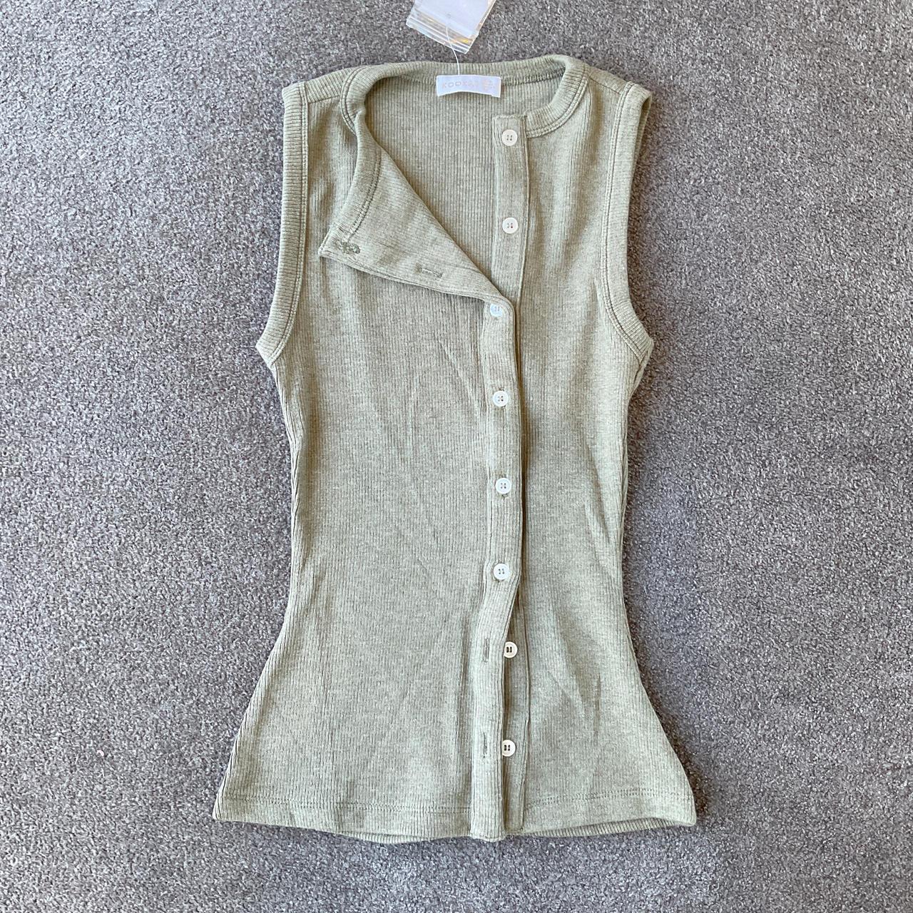 KOOKAI GREEN BEC BUTTON TANK Brand; Kookai ... - Depop