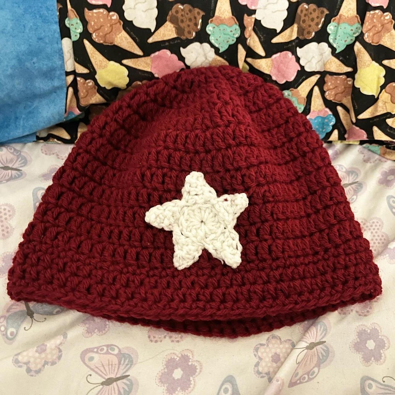 star beanie crochet ! 💜 handmade w love 🩵 would... - Depop