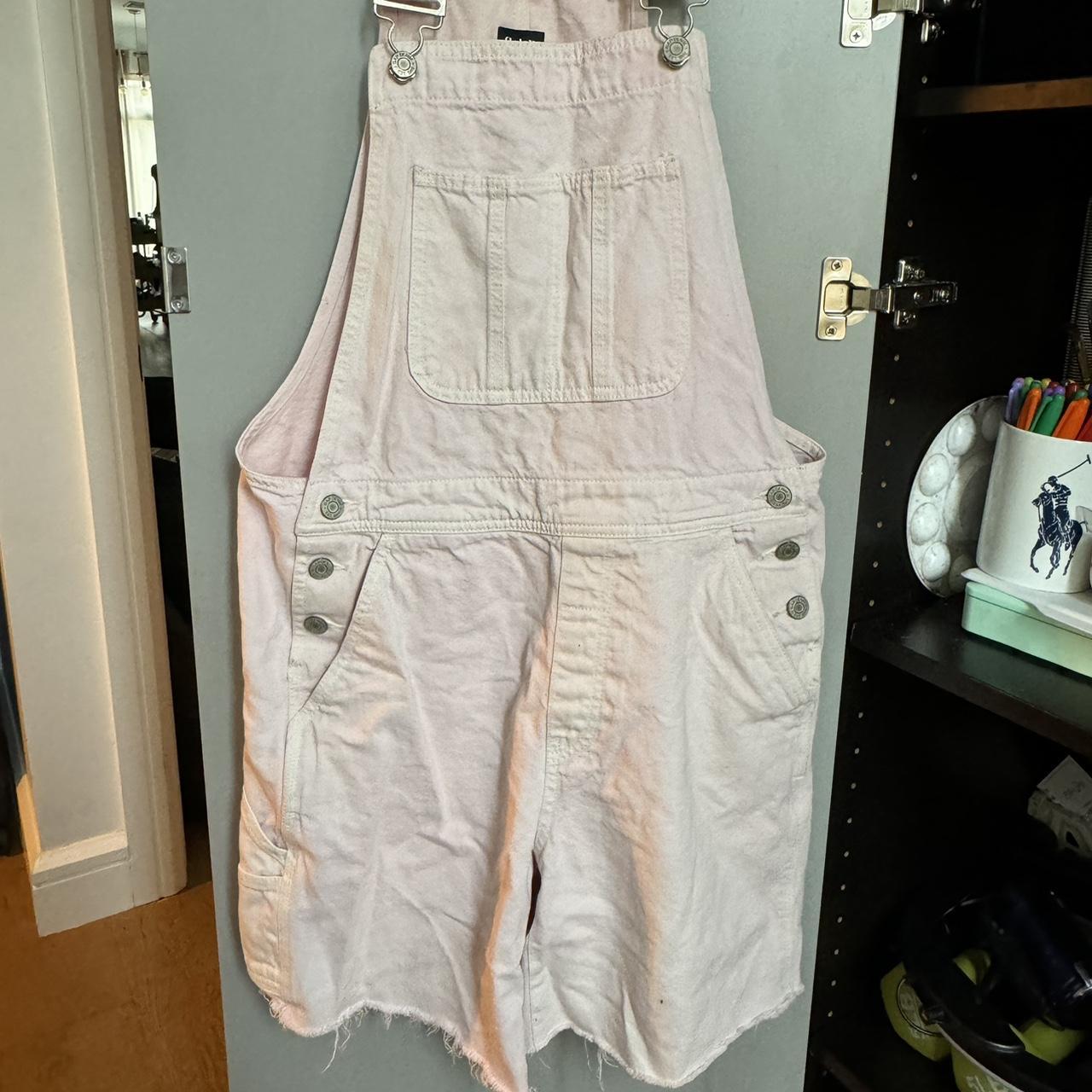 Insane vintage light pink short overalls Size... - Depop
