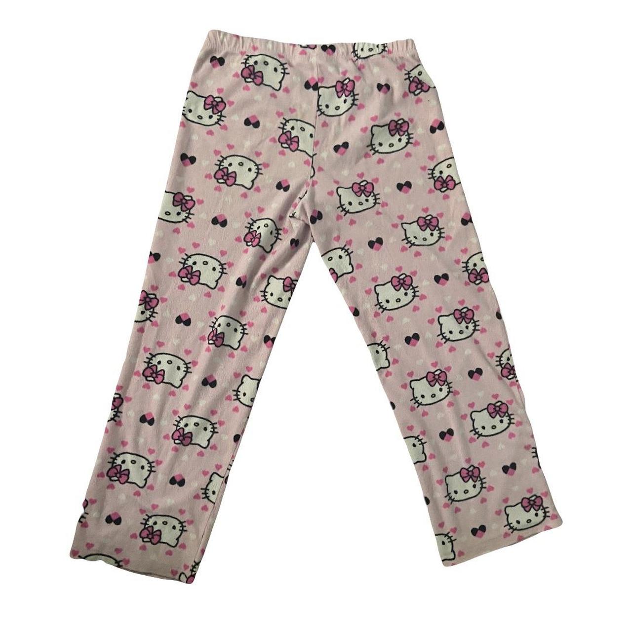 hello kitty pink hearts pajama pants 🩷🖤 ♡ pink... - Depop