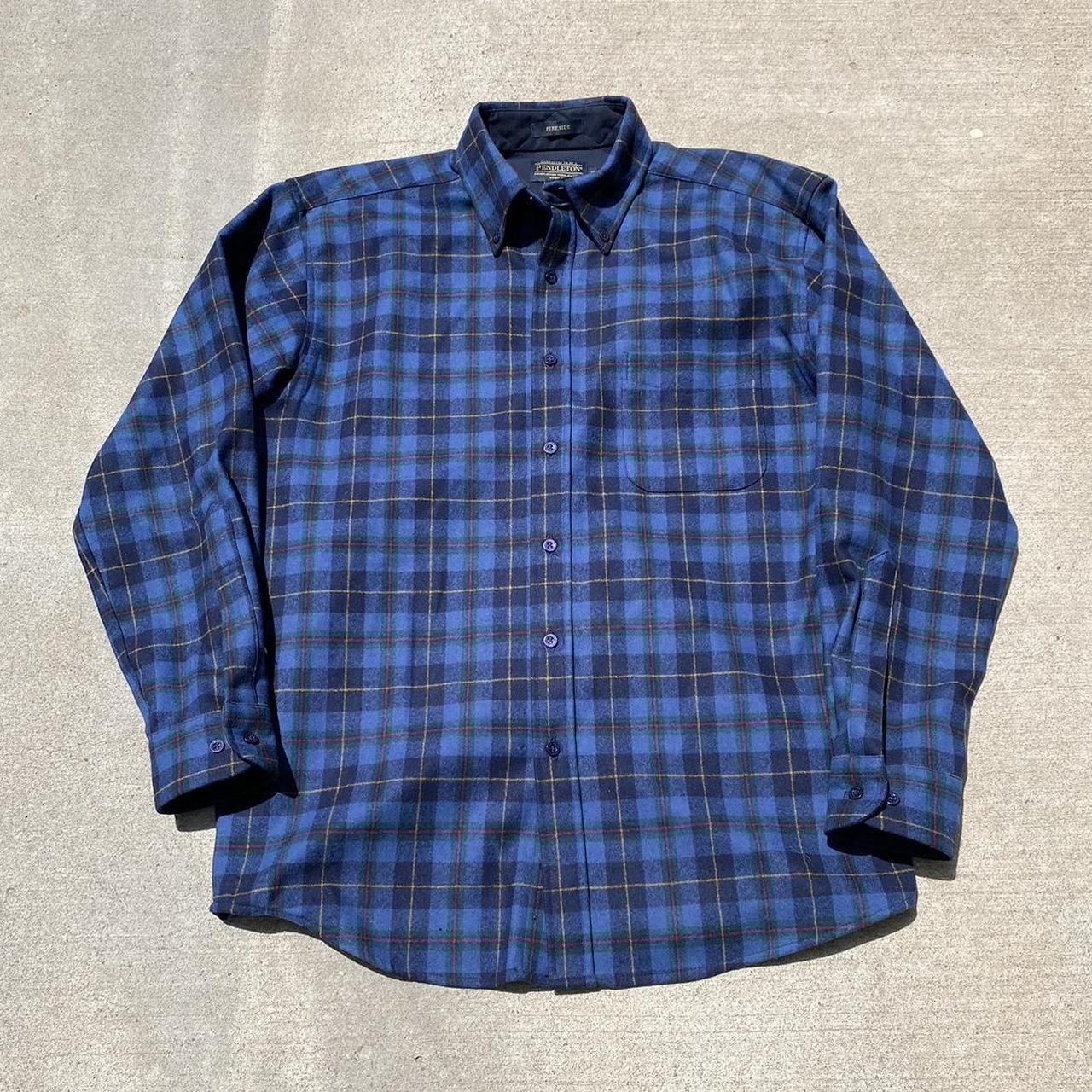 Blue plaid Pendleton wool button up shirt 💙 • size... - Depop