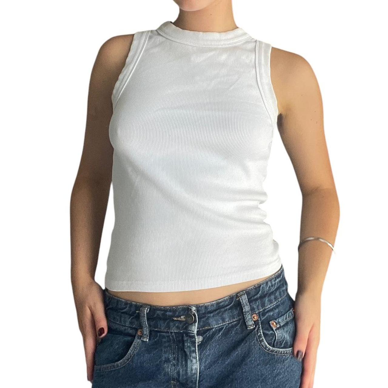 NEUW Denim white ribbed tank top - Depop