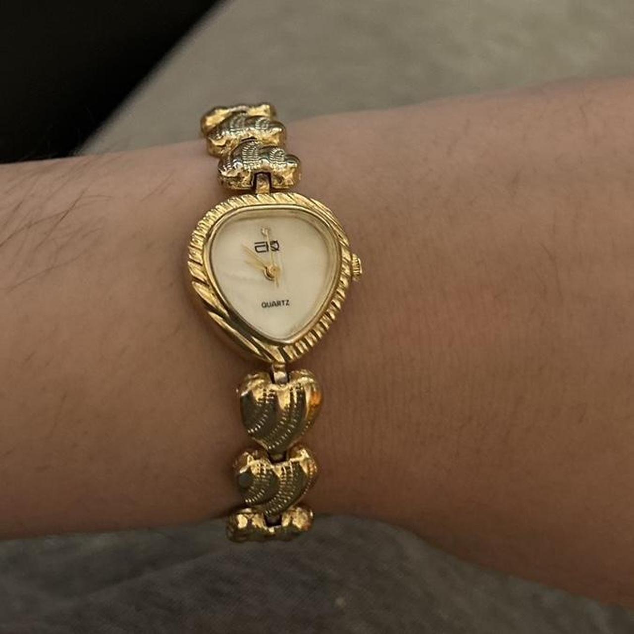 vintage gold heart watch. length is adjustable! i... - Depop
