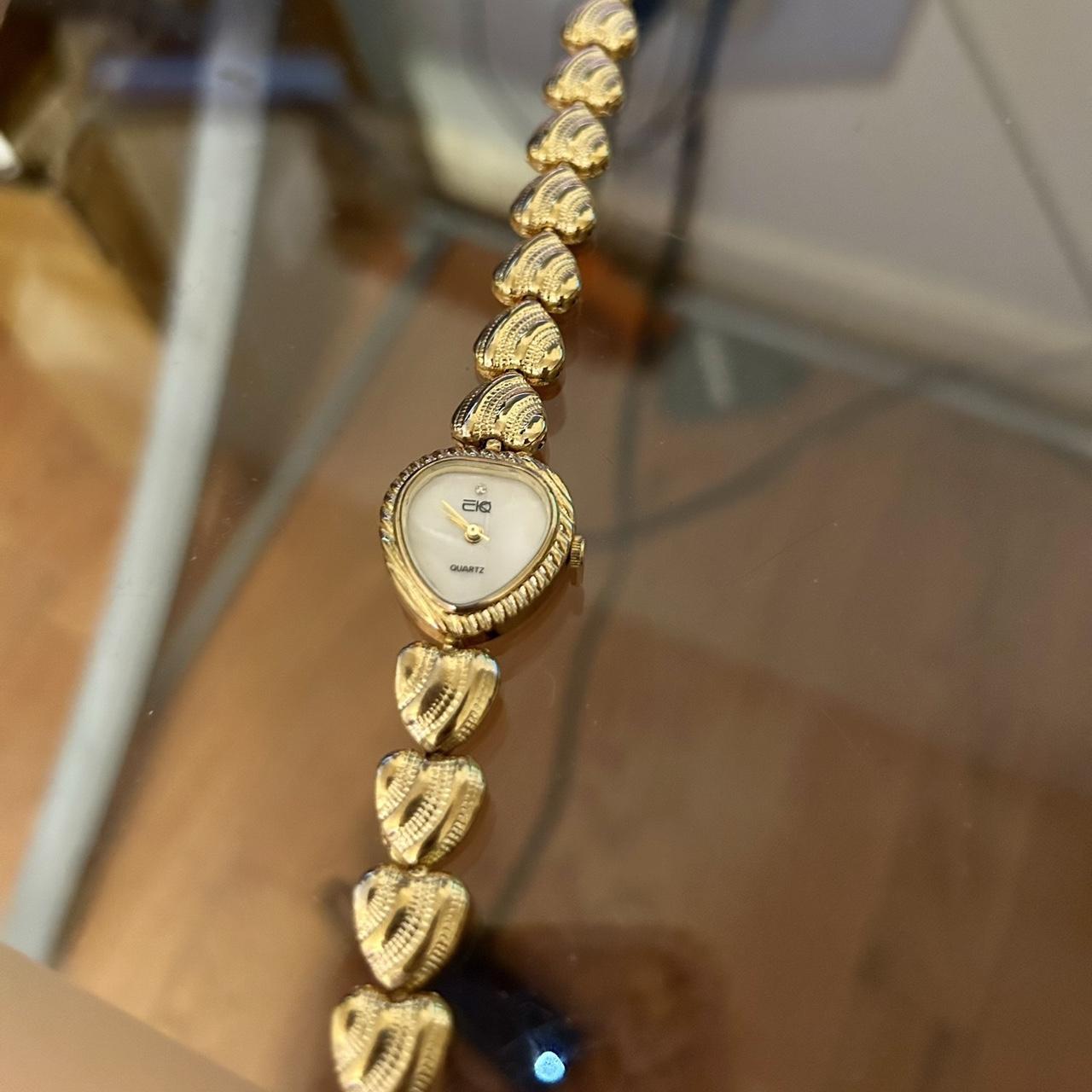 vintage gold heart watch. length is adjustable! i... - Depop