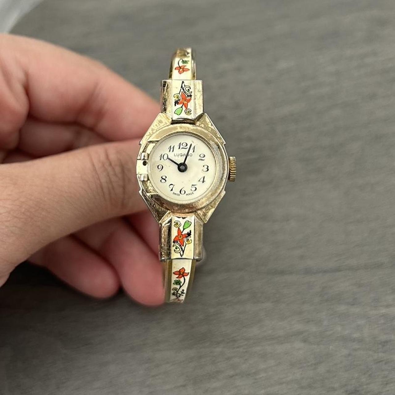 vintage gold lugano watch has flaws shown and needs... - Depop