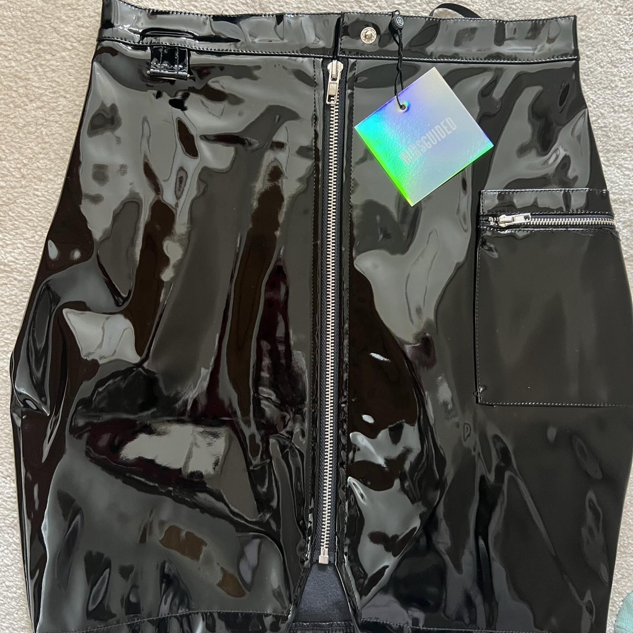 Brand new missguided faux leather vinyl skirt #black... - Depop