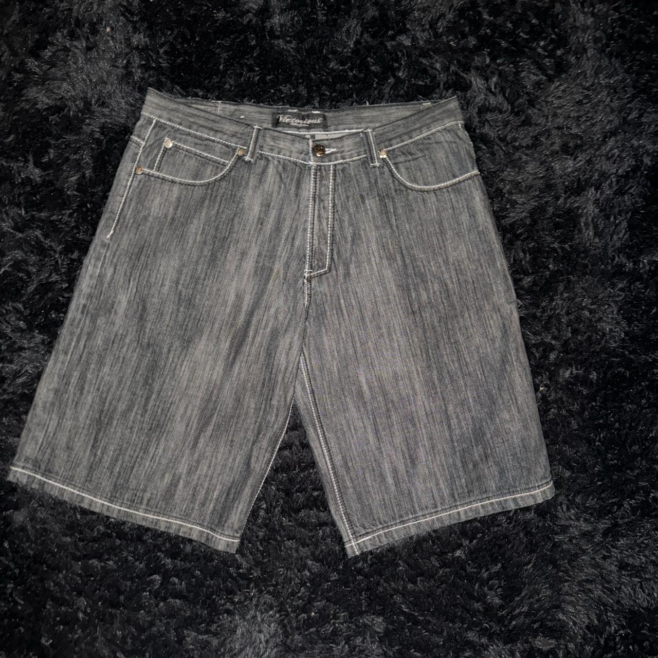 Victorious, Affliction type jorts, embroidered back,... - Depop