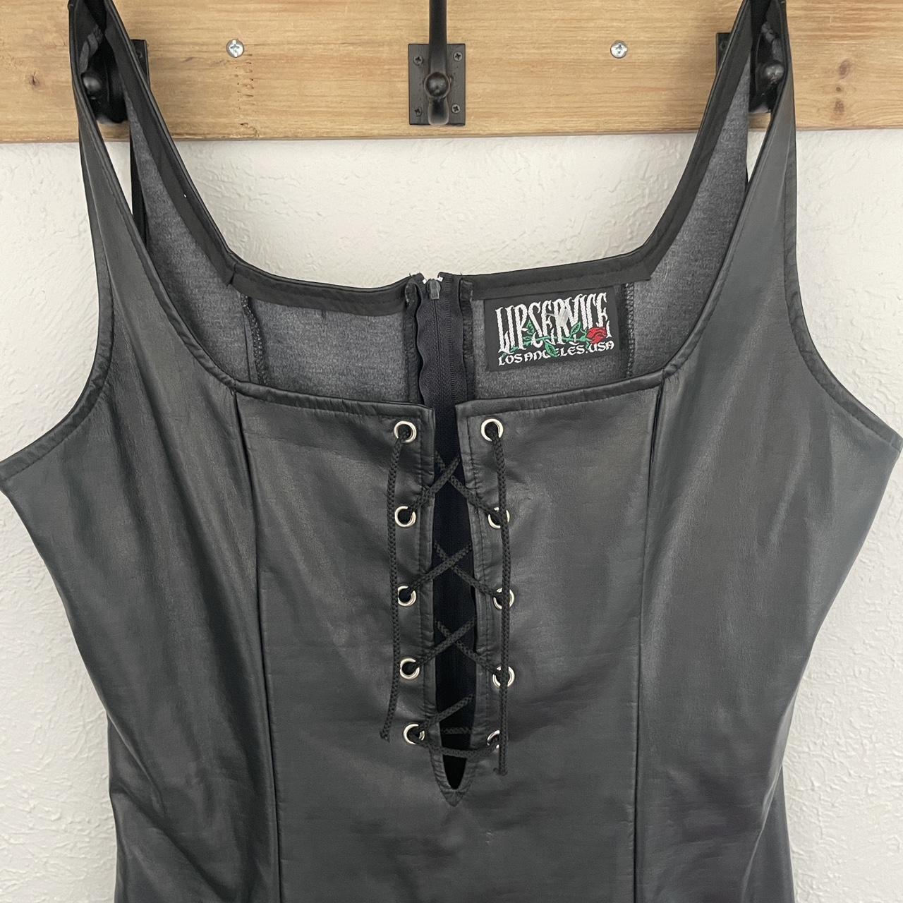 Vintage Lip Service Faux Leather Safety Pin Dress - Depop