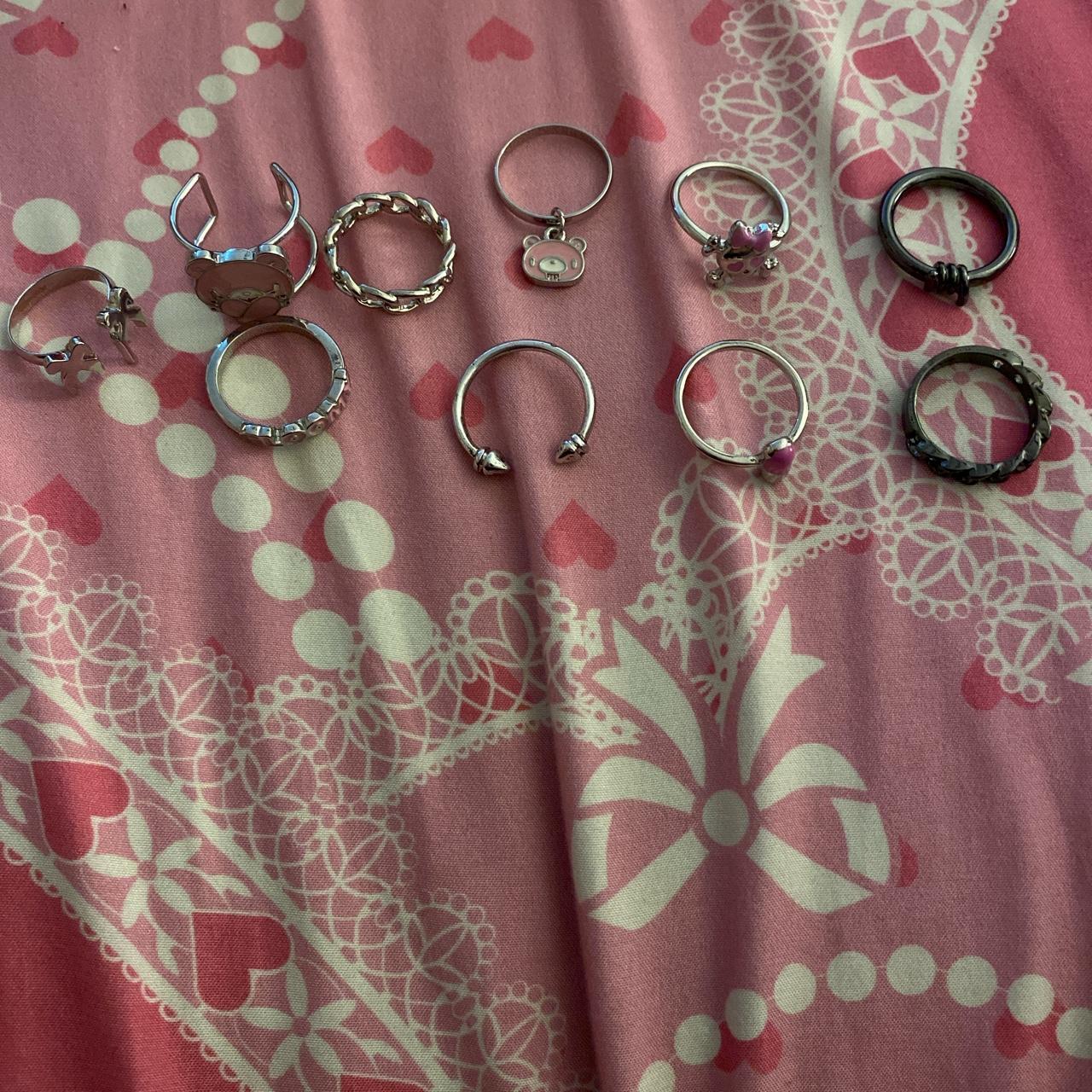 Lot of 10 hot topic emo/scene/punk rings! Size of... - Depop