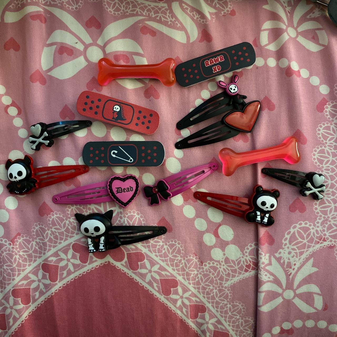 Lot of 14 emo hair clips! Some are flawed- see... - Depop