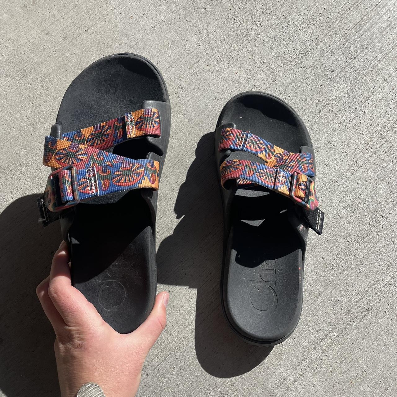 incredible custom chaco slide sandals size... - Depop