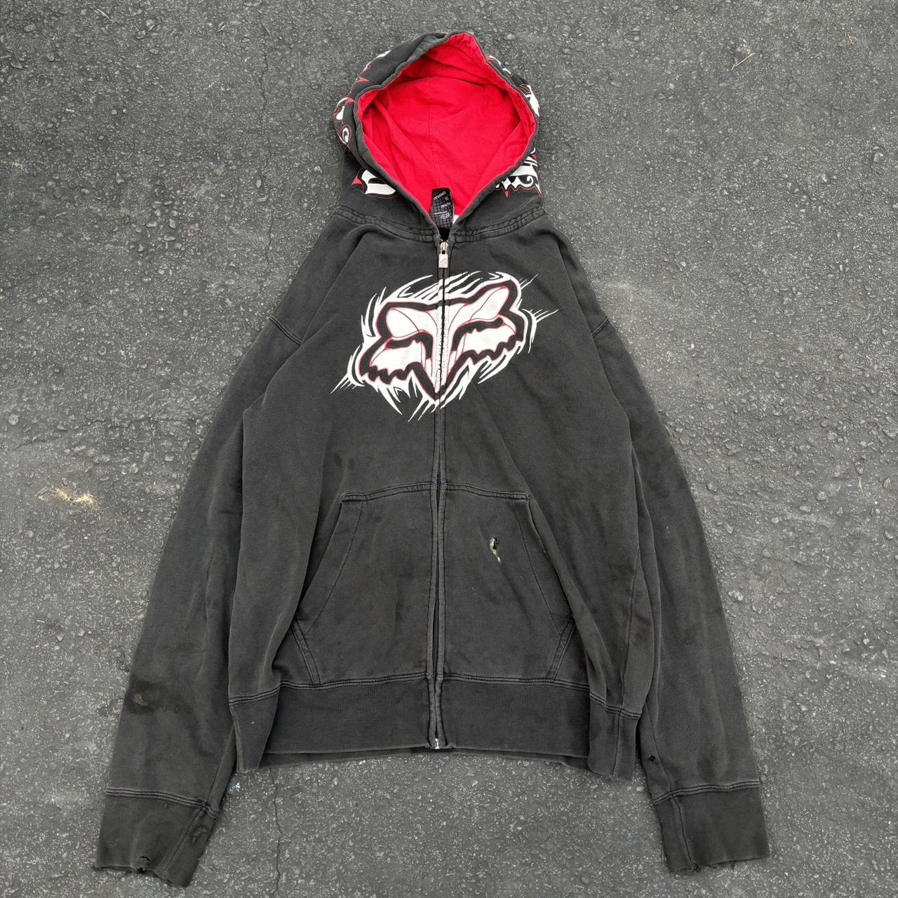Y2K devil emo Fox zip up #y2k #fox #zipup... - Depop