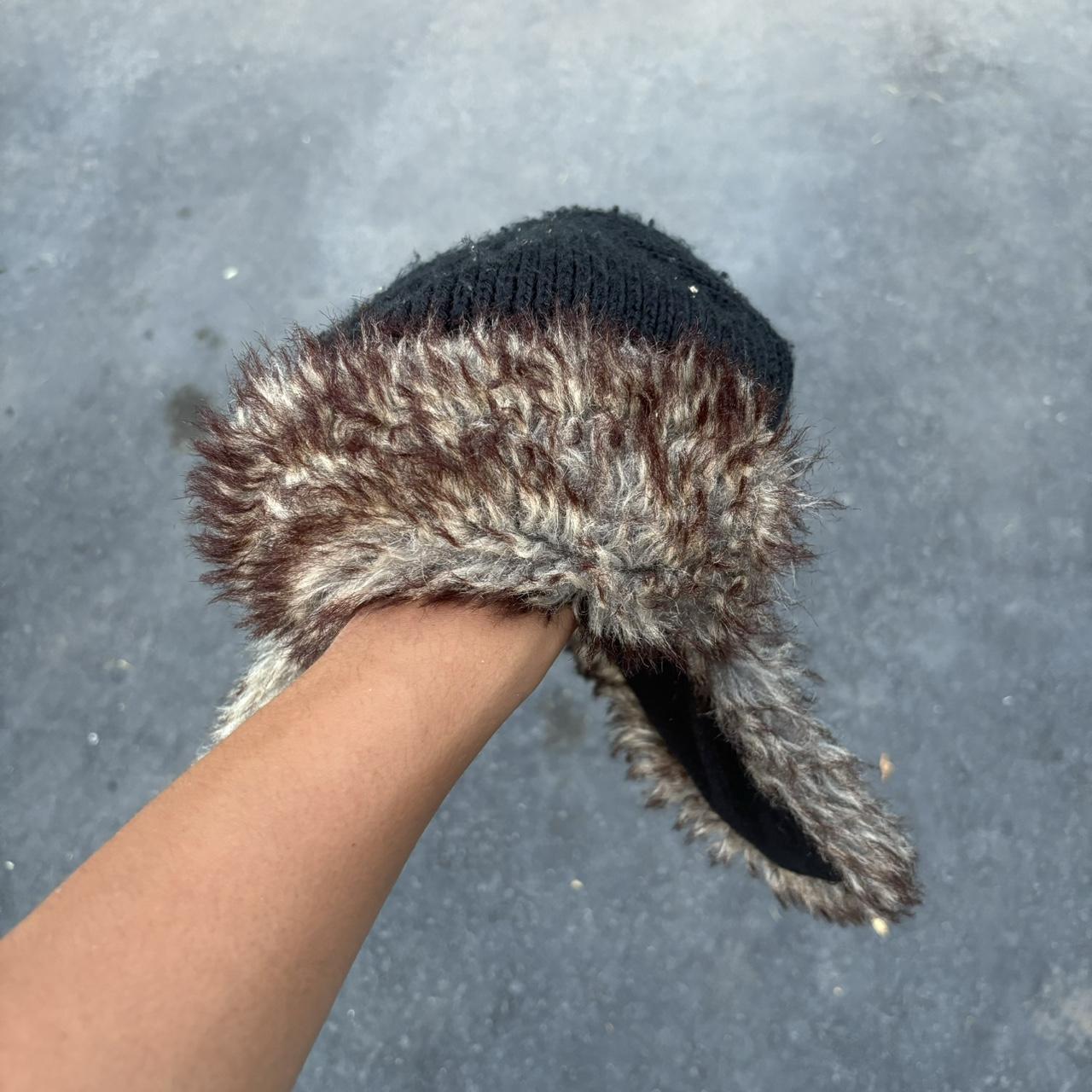 Trapper y2k fuzzy hat with skull side hit #trapper... - Depop
