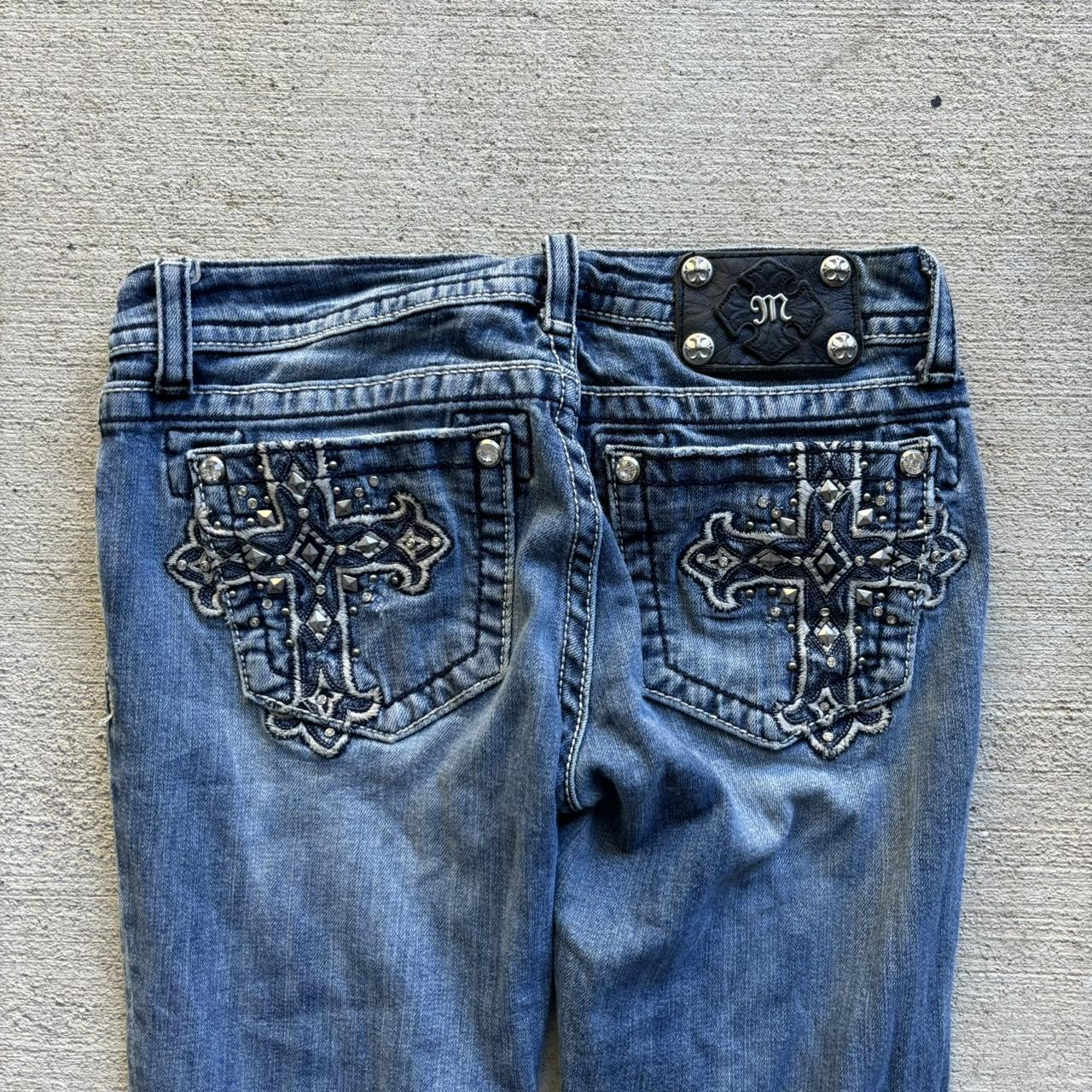 2000s miss me flare cross jeans -2000s -miss me... | Depop