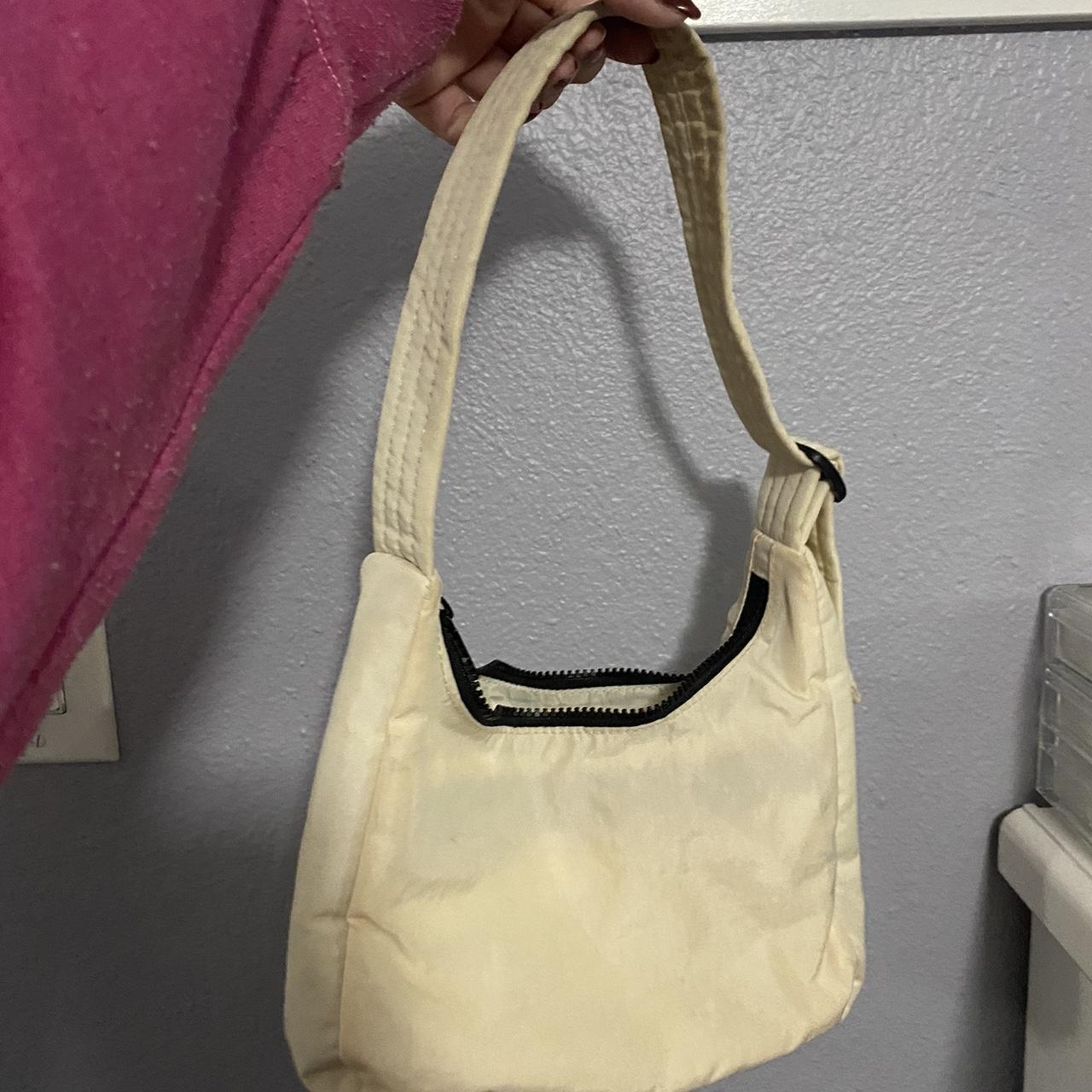 baggu small nylon shoulder bag in cream, has some... - Depop