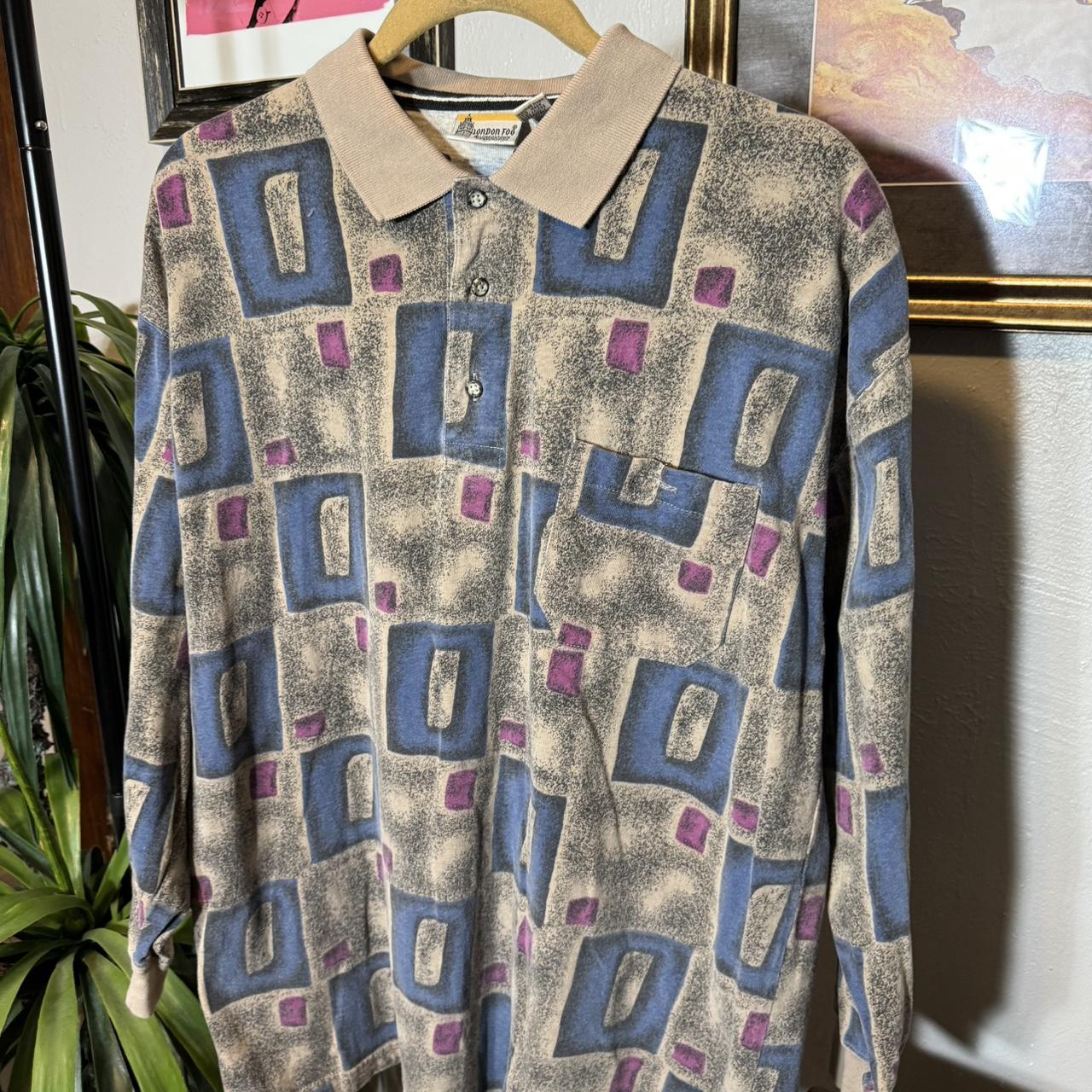 Vintage Colorful Rugby Shirt 90s Size is large... | Depop