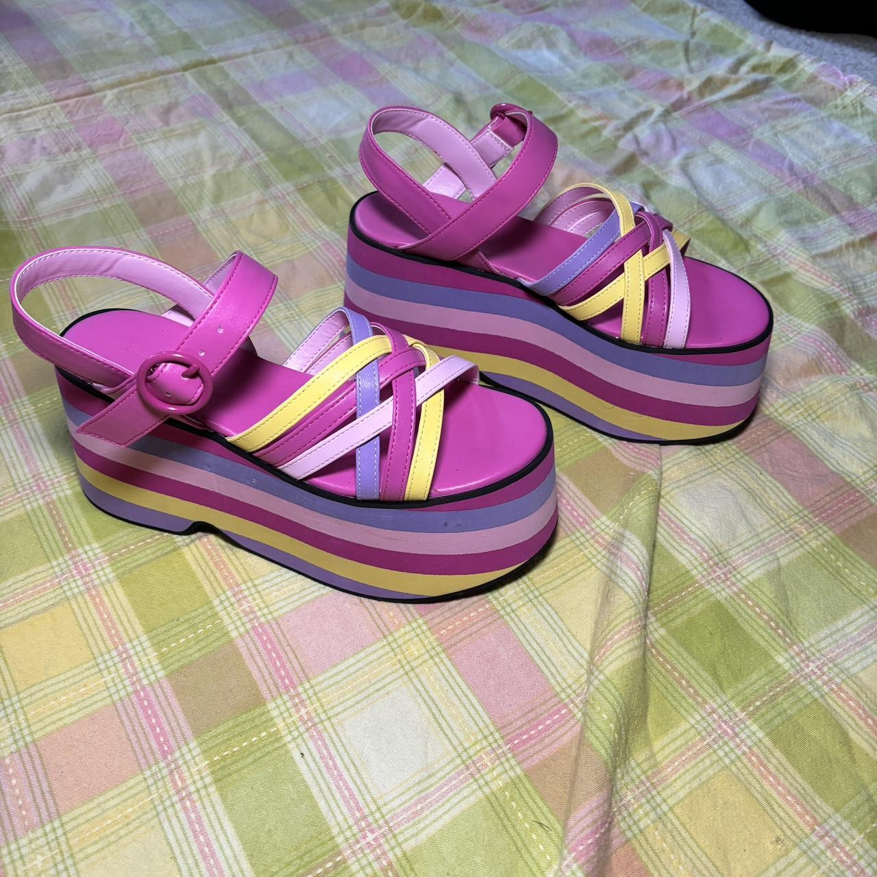 NWOB Sugar Thrillz platform candy colored sandals - Depop