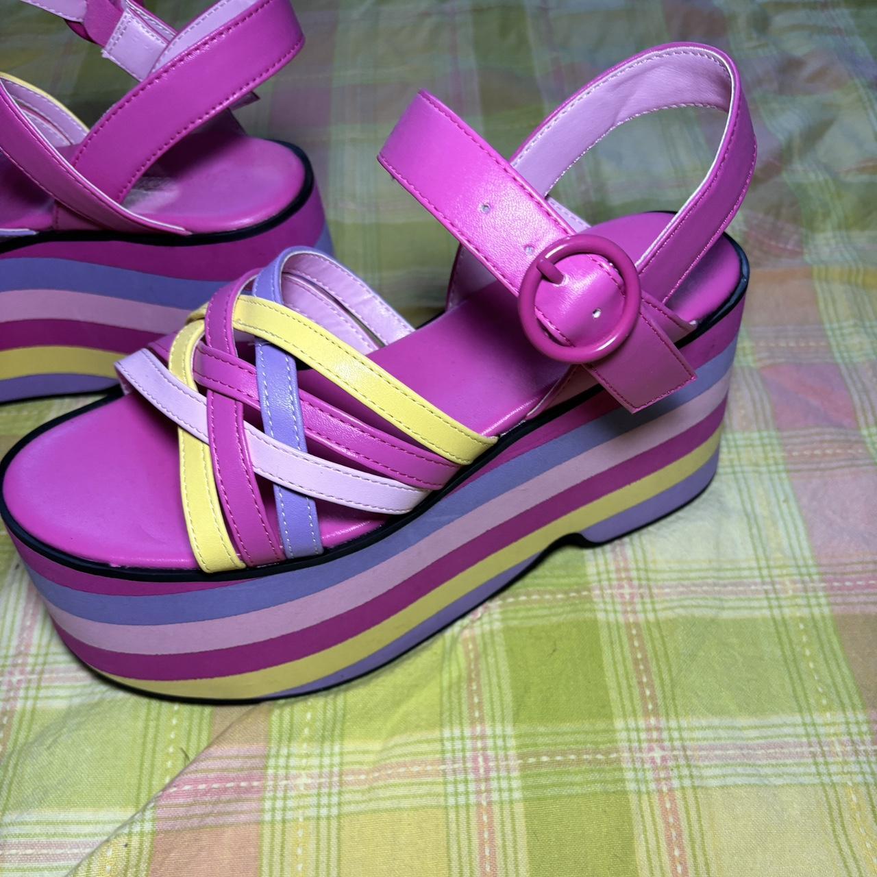 NWOB Sugar Thrillz platform candy colored sandals - Depop