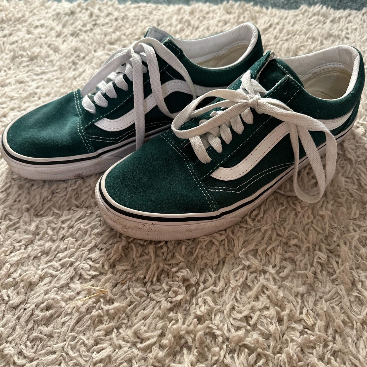 Hardly worn forest green vans - Depop