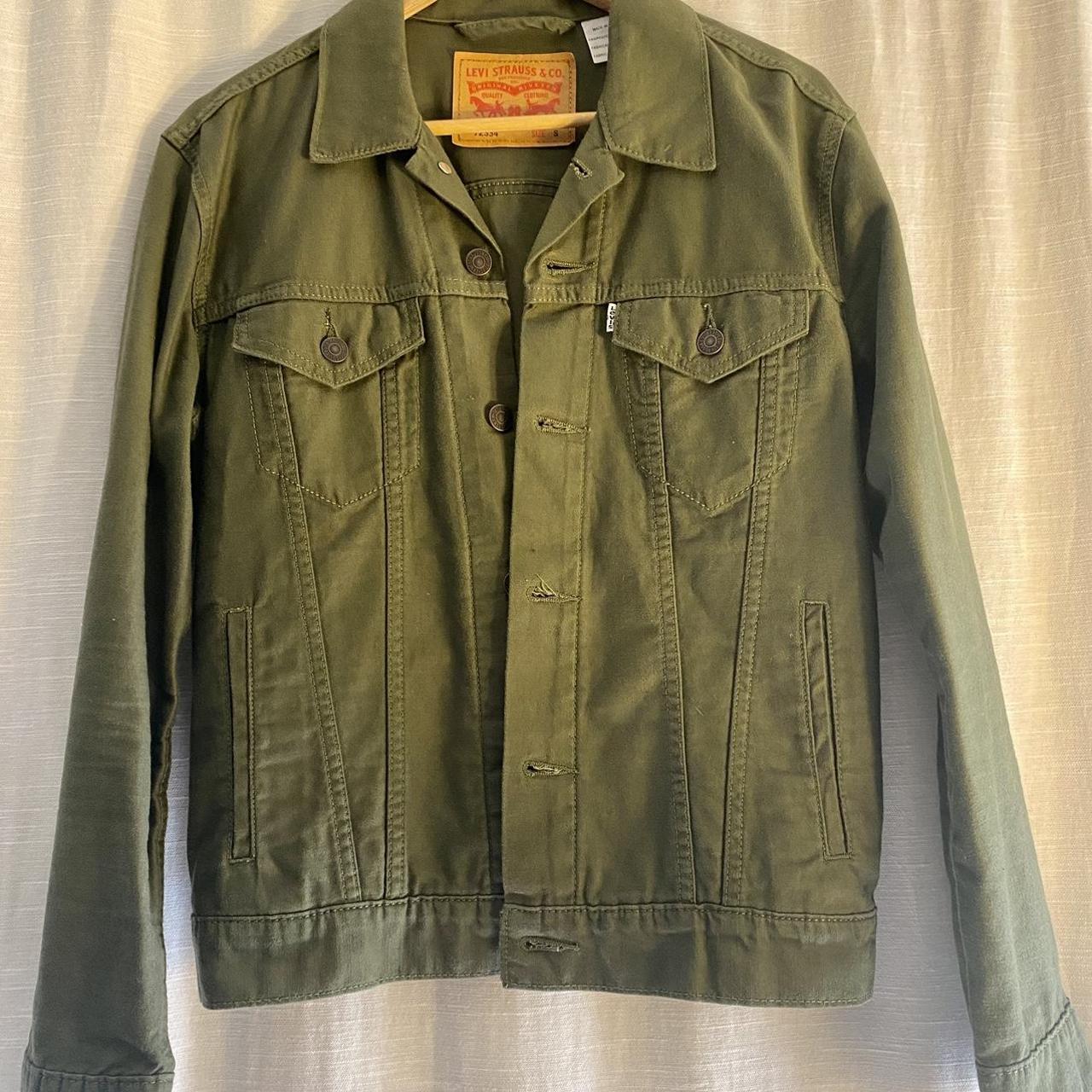 Levi’s mens green canvas trucker jacket. Size small.... - Depop
