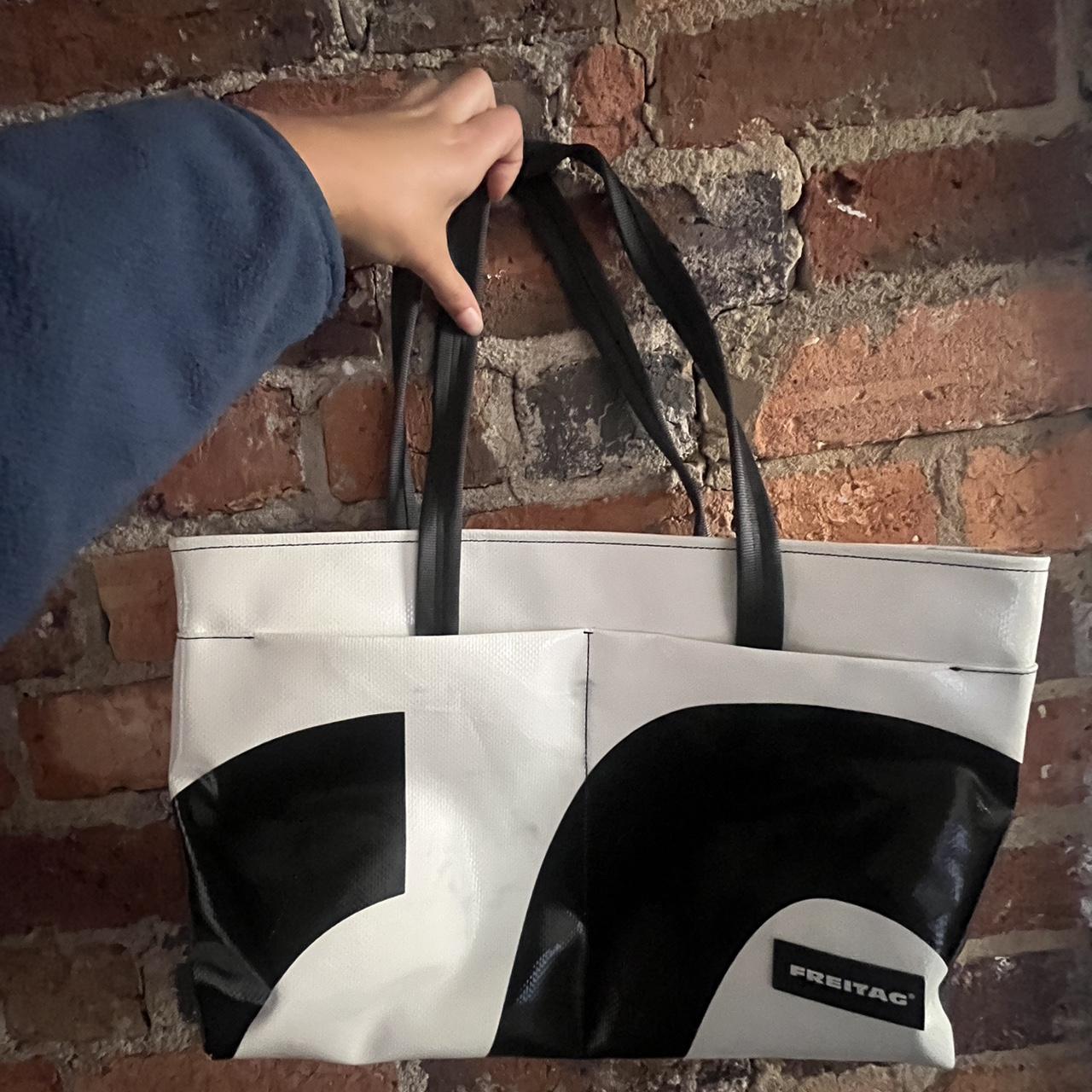 Freitag black and white bag In great condition I... - Depop