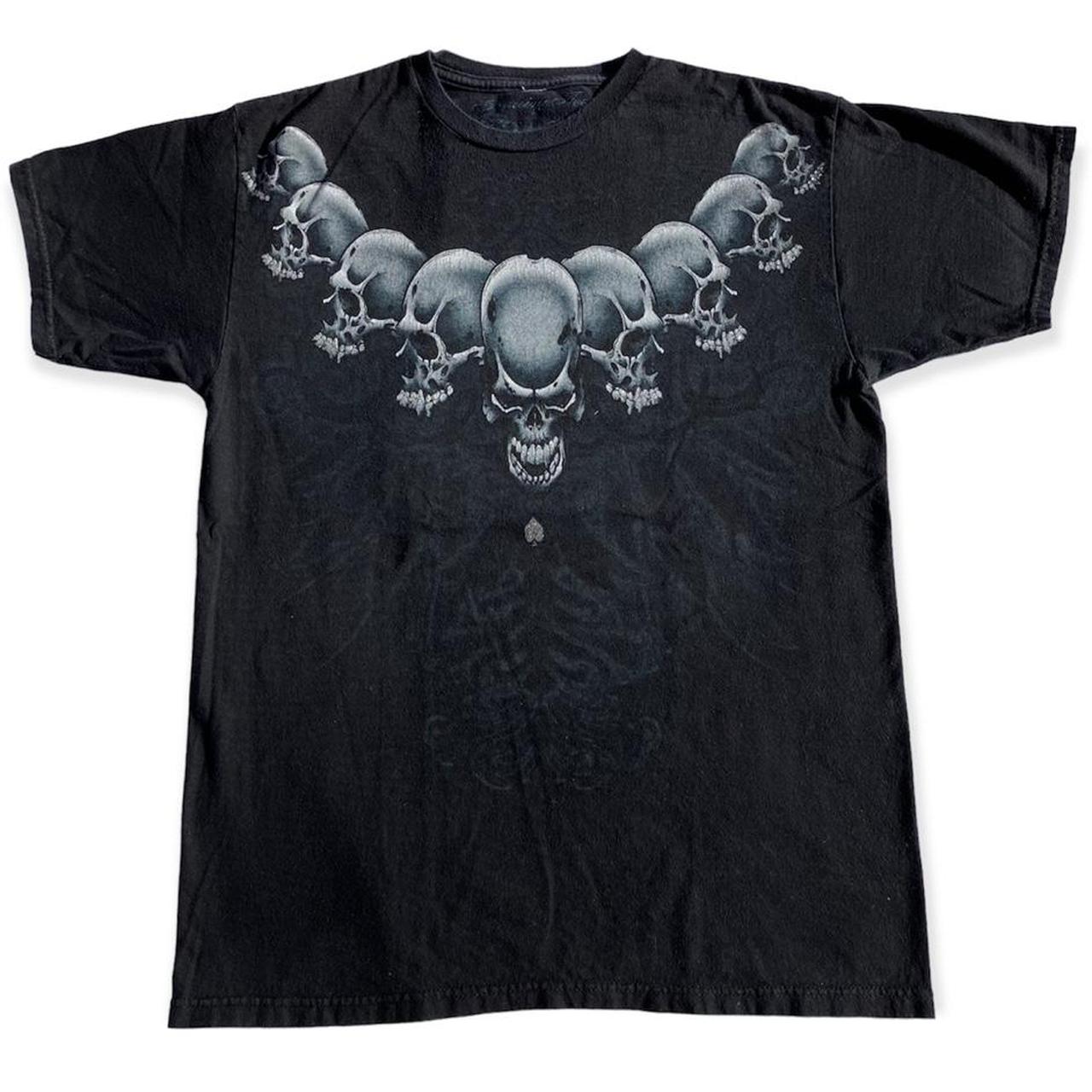 black mall goth skull t shirt by Genuine Tee size... - Depop